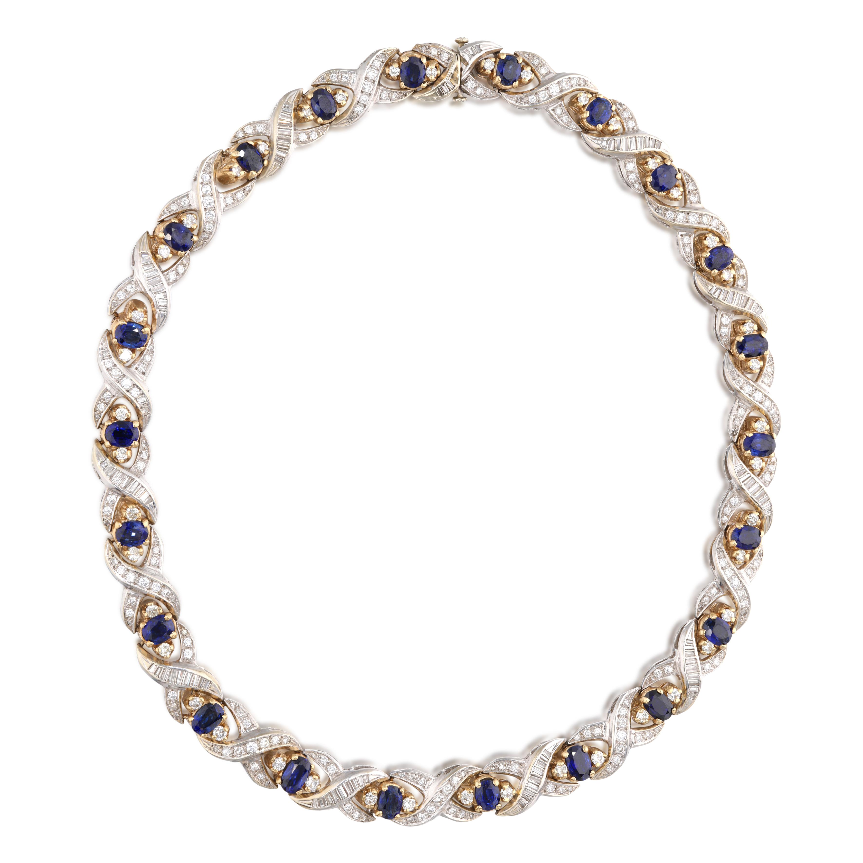 White Gold, Gold, Sapphire And Diamond Collar Necklace Available For ...