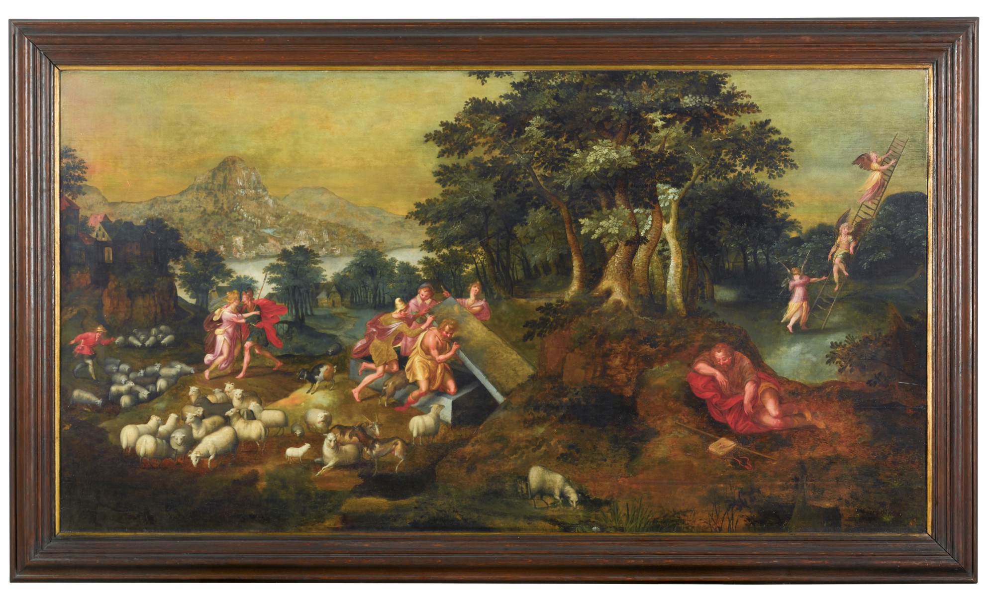 Scenes from the life of Jacob in the Book of Genesis: Jacob wrestling ...