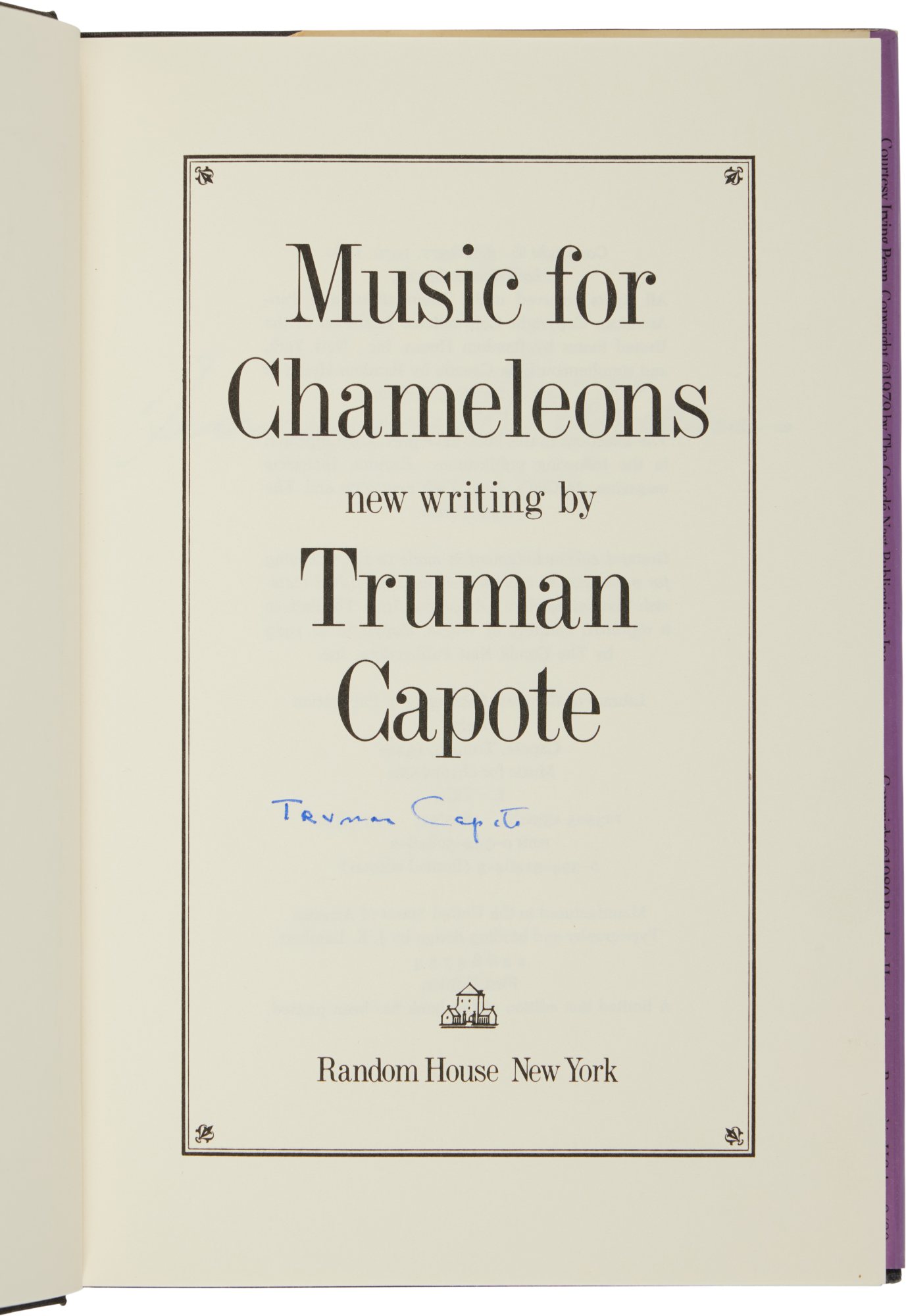 Capote, Truman | Signed by both the author and Tennessee Williams ...