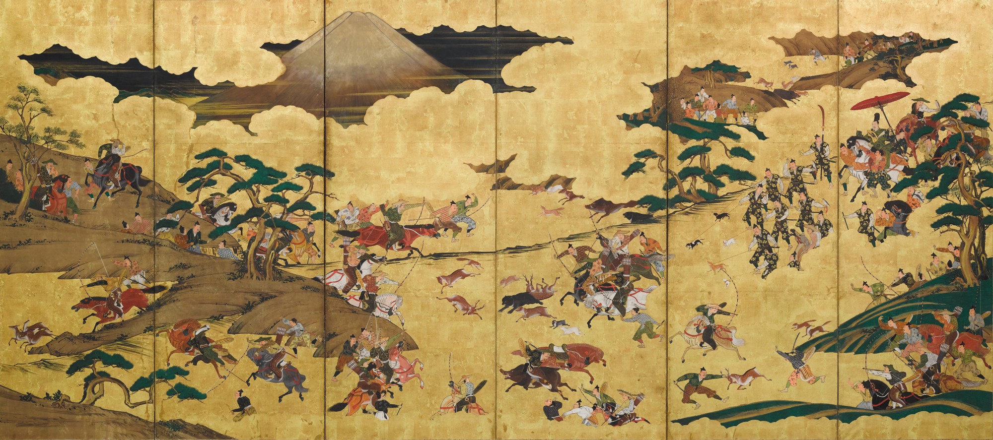 Anonymous | Hunting scene before Mount Fuji | Edo period, 17th - 18th ...