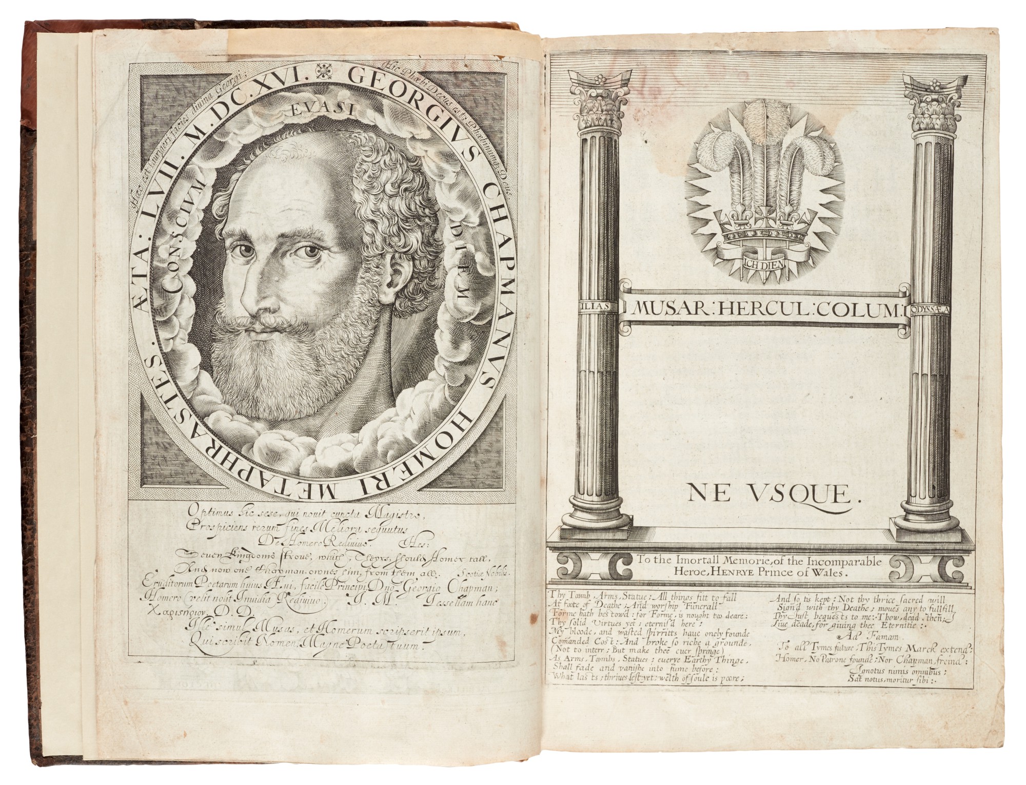 Homer, The whole works, translated by Chapman, London, [1616?], calf ...