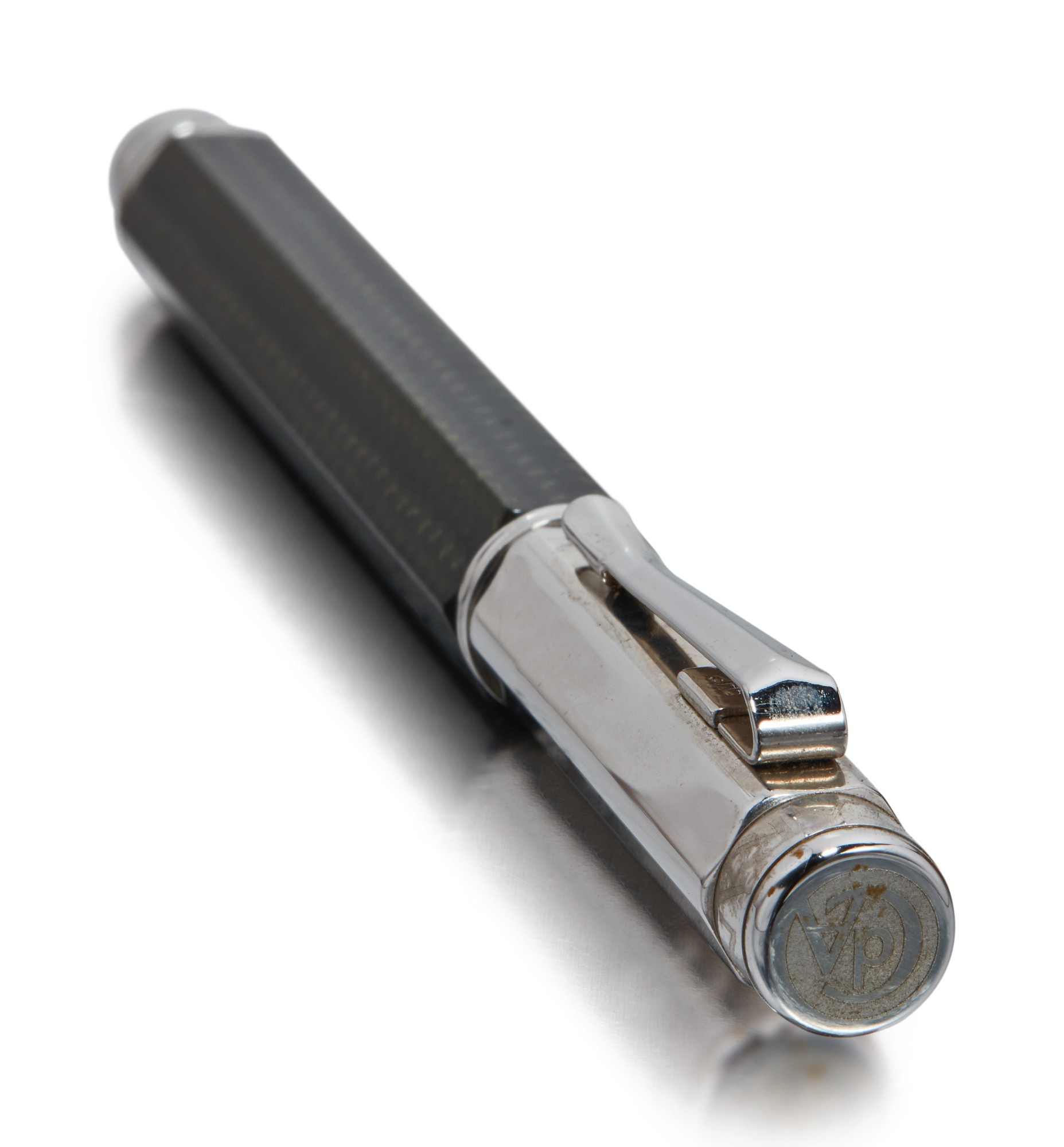 CARAN D'ACHE | A STAINLESS STEEL AND CARBON FIBER BALLPOINT PEN CIRCA ...
