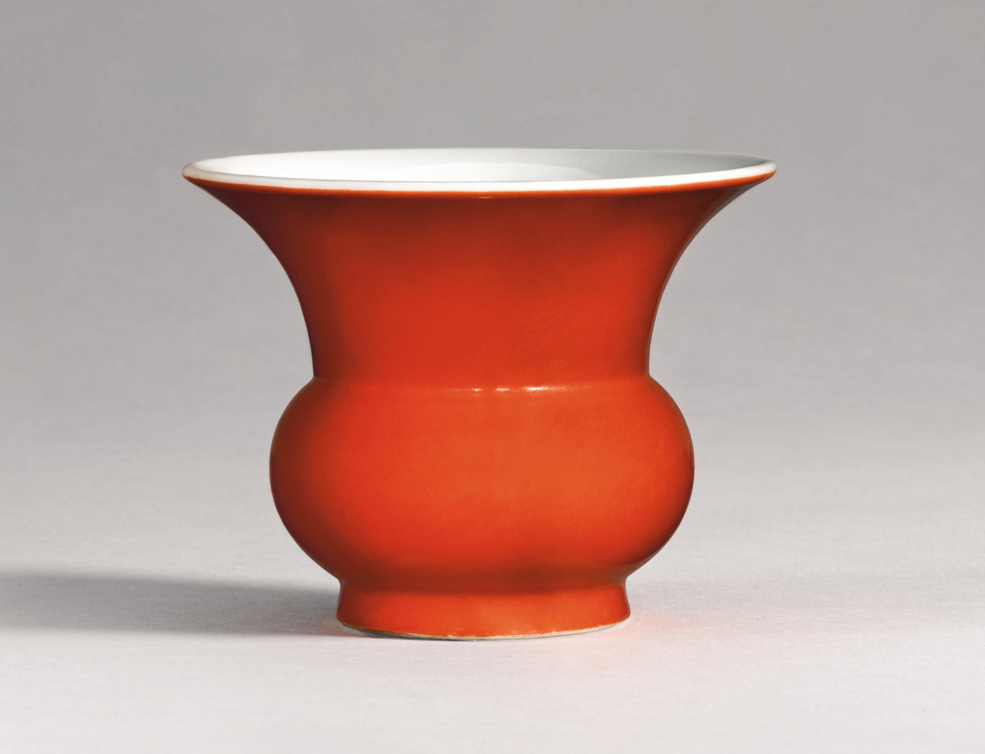 A RARE CORAL-RED-GLAZED ZHADOU, QIANLONG SEAL MARK AND PERIOD | 清乾隆 珊瑚紅 ...