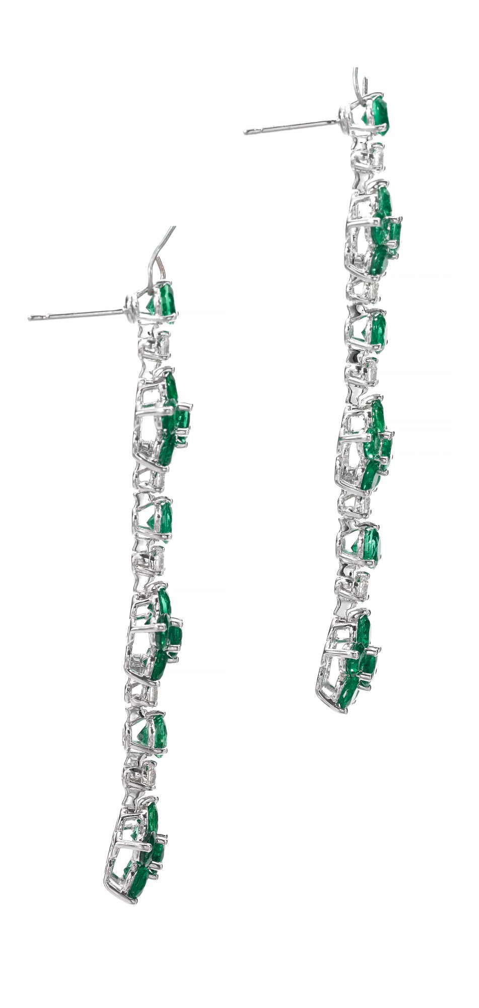 Graff | Pair of emerald and diamond pendent earrings | 格拉夫 | 祖母綠配鑽石耳墜一對 ...