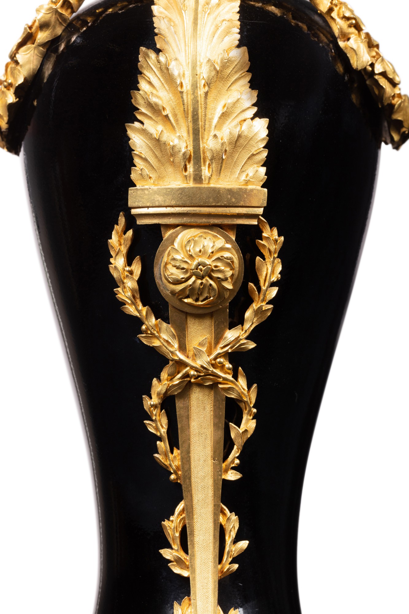 A pair of gilt-bronze-mounted Chinese ‘Mirror Black’ porcelain vases ...