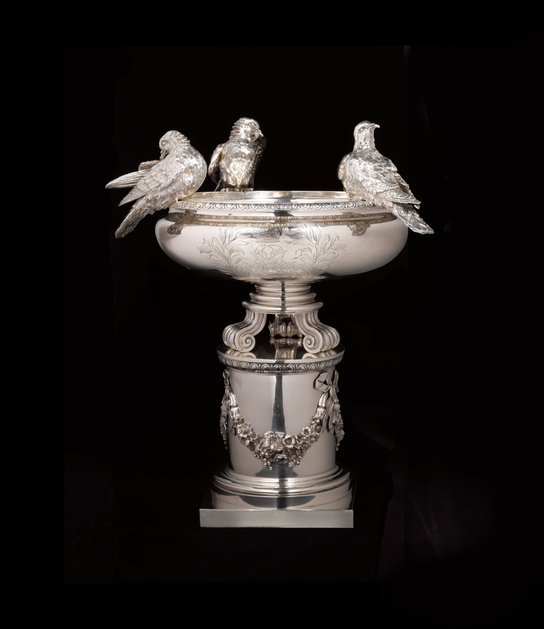 An impressive pair of Victorian 'Doves of Pliny' Silver Centerpieces ...