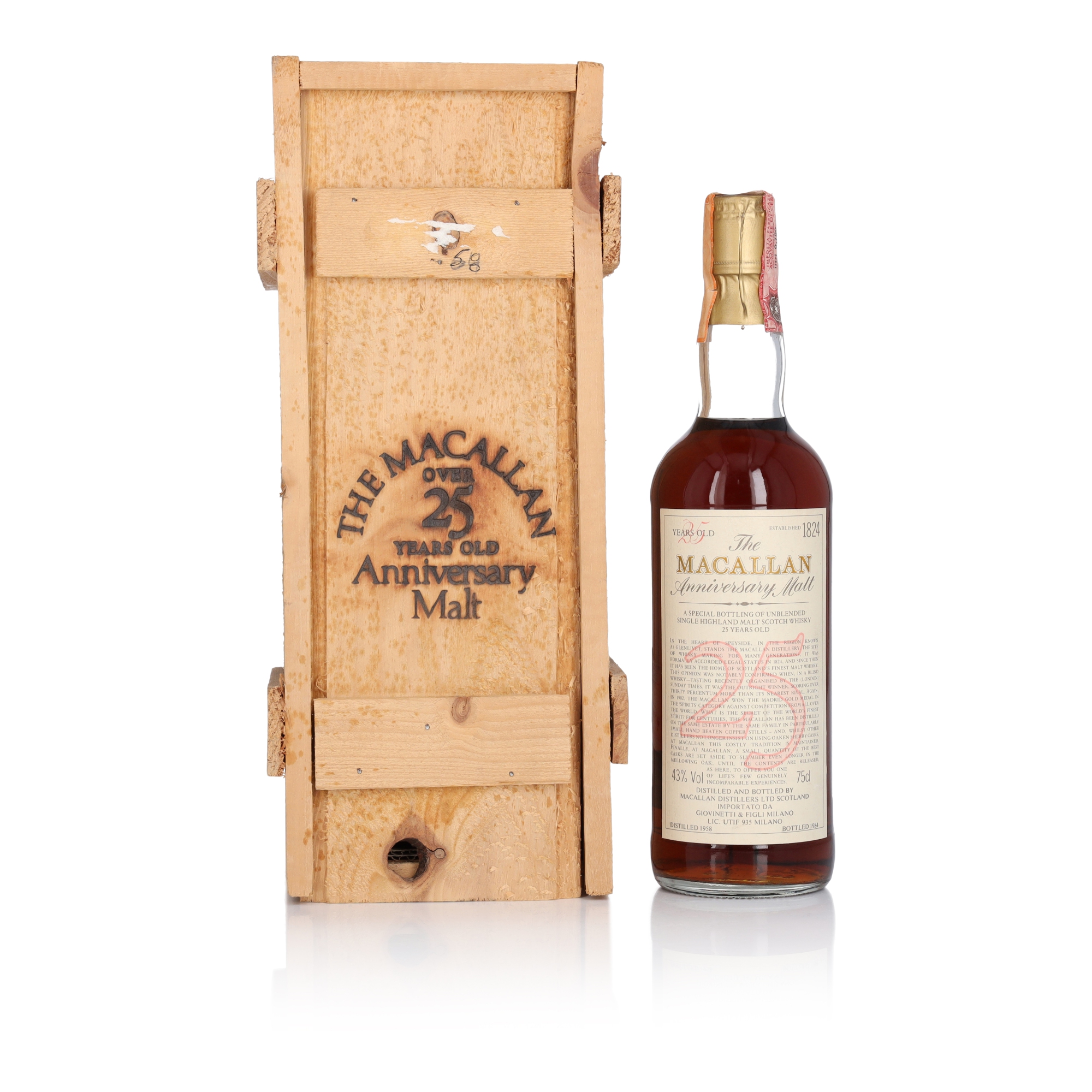 The Macallan 25 Year Old Anniversary Malt 43.0 abv 1958 (1 bt 75cl ...