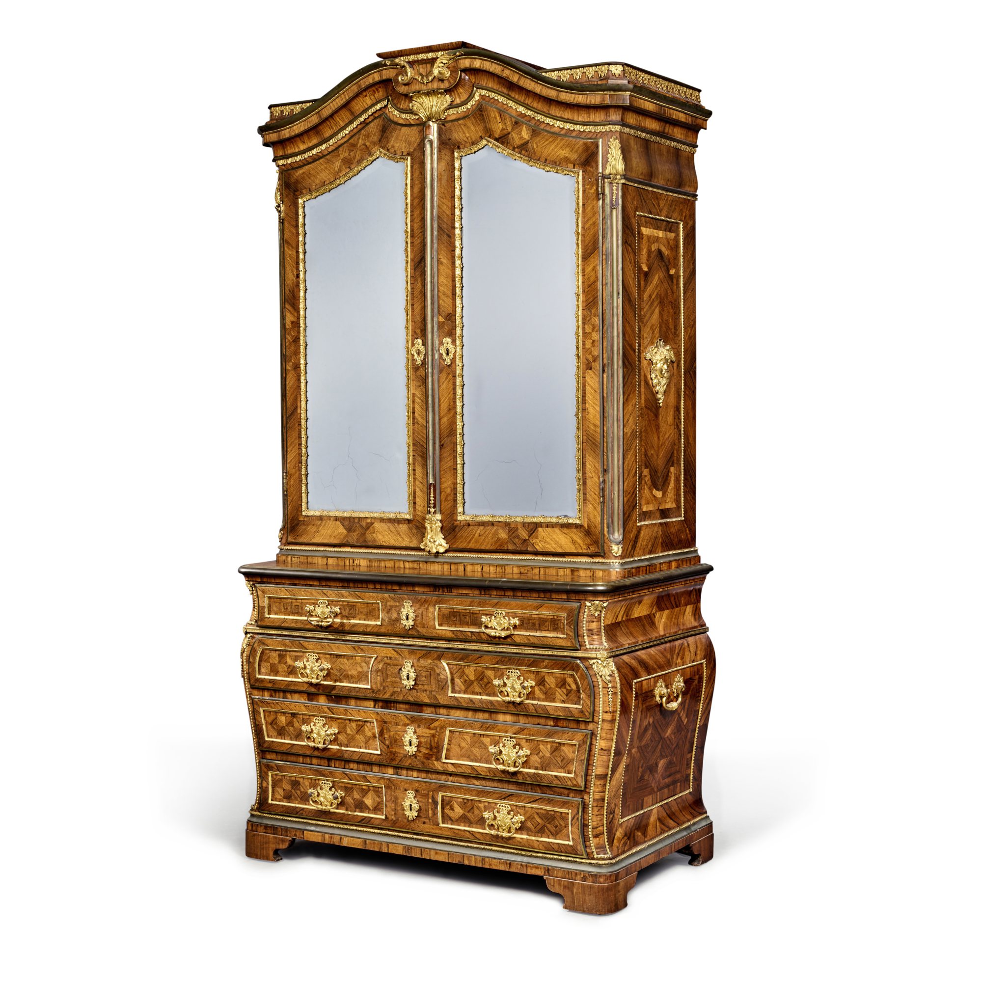 An Important Saxon Rococo Gilt-Bronze Mounted and Brass Inlaid Rosewood ...