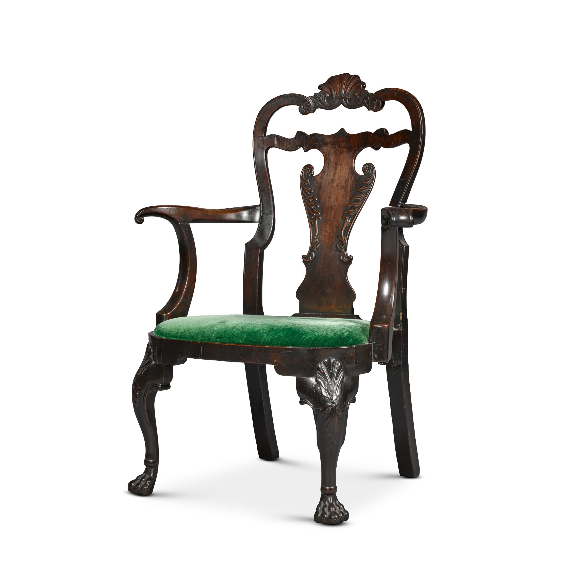 An Irish George II carved mahogany open armchair, mid-18th century ...