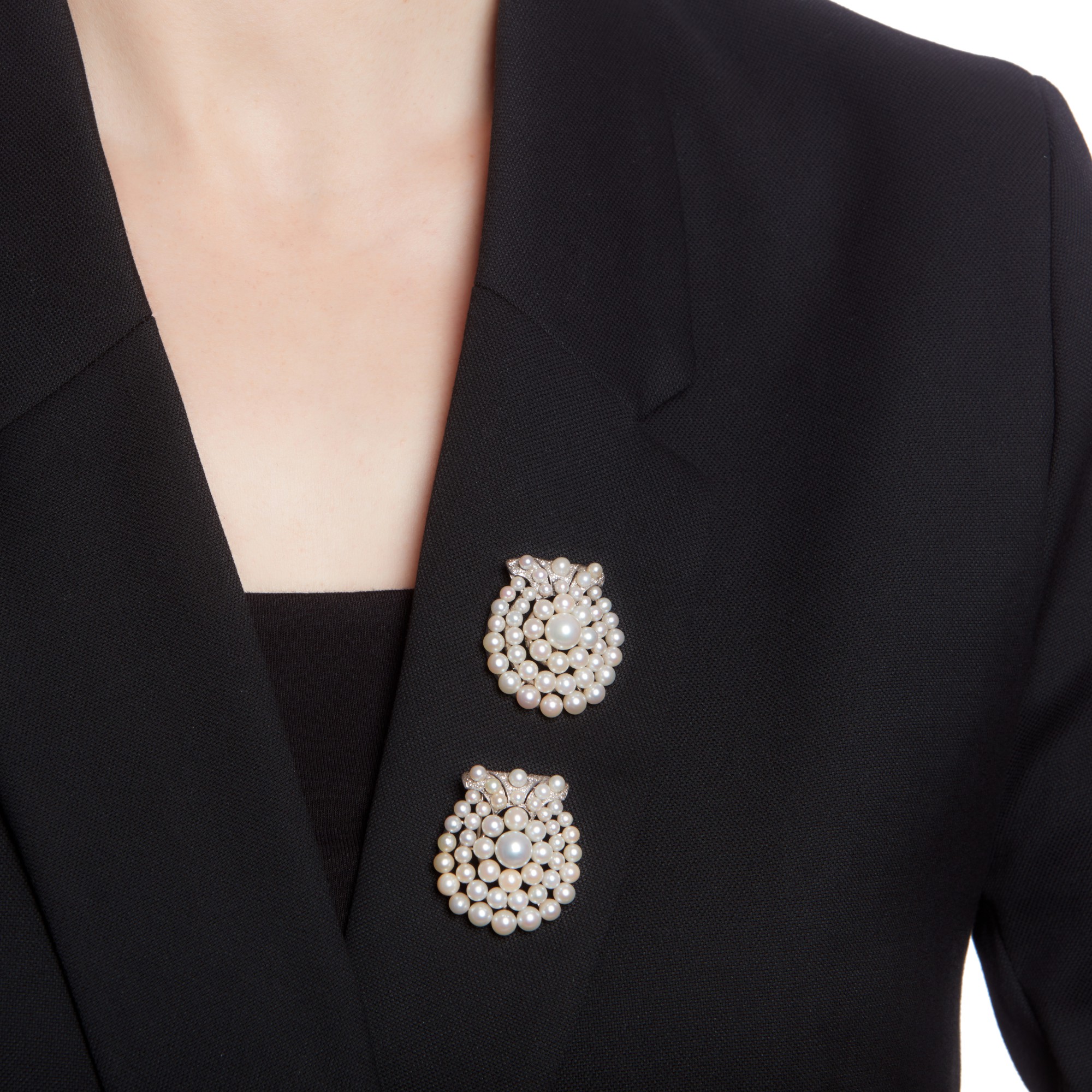 Ruby and seed pearl parure and a pair of pearl double clips | Fine ...