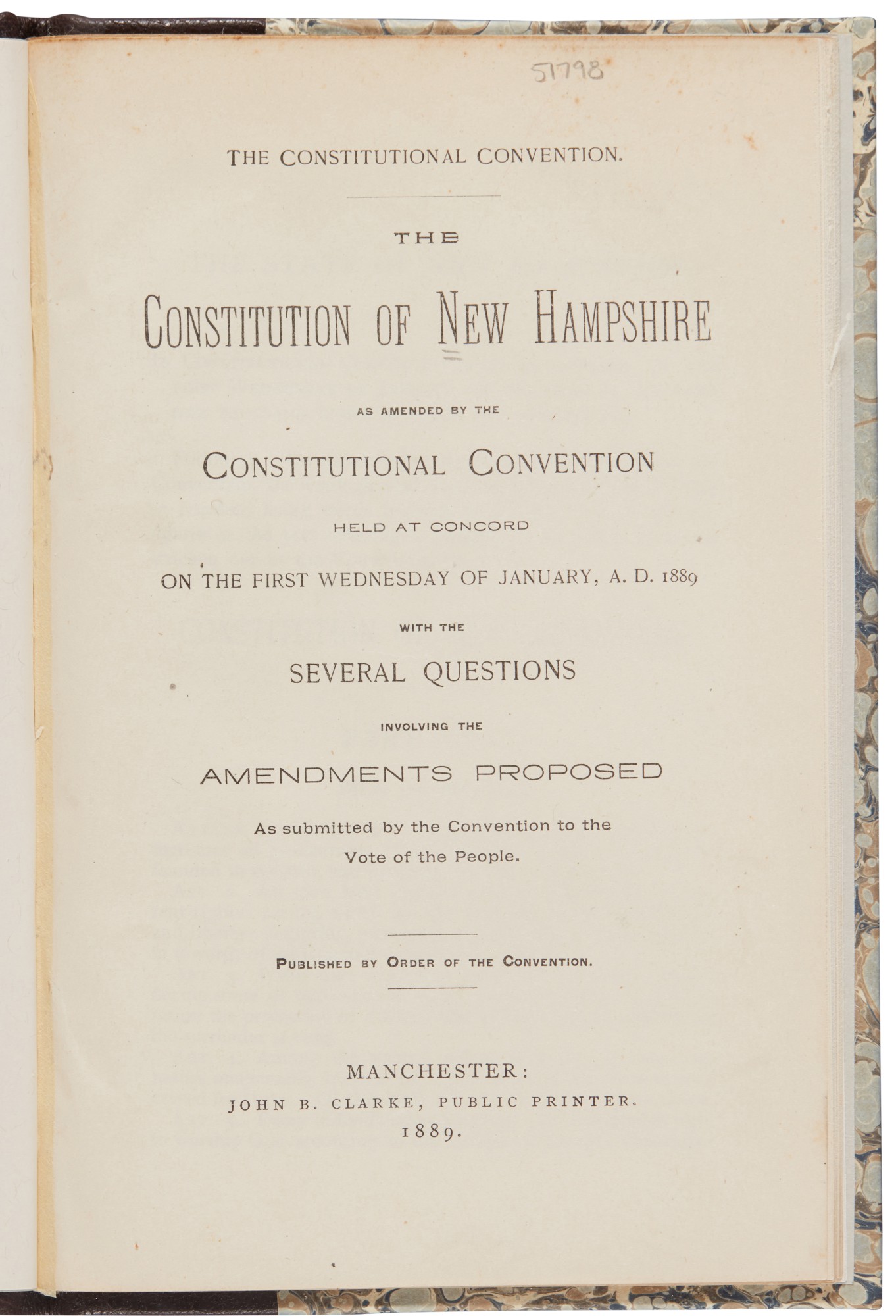 New Hampshire | Another copy of the state's 1889 constitution | Making ...