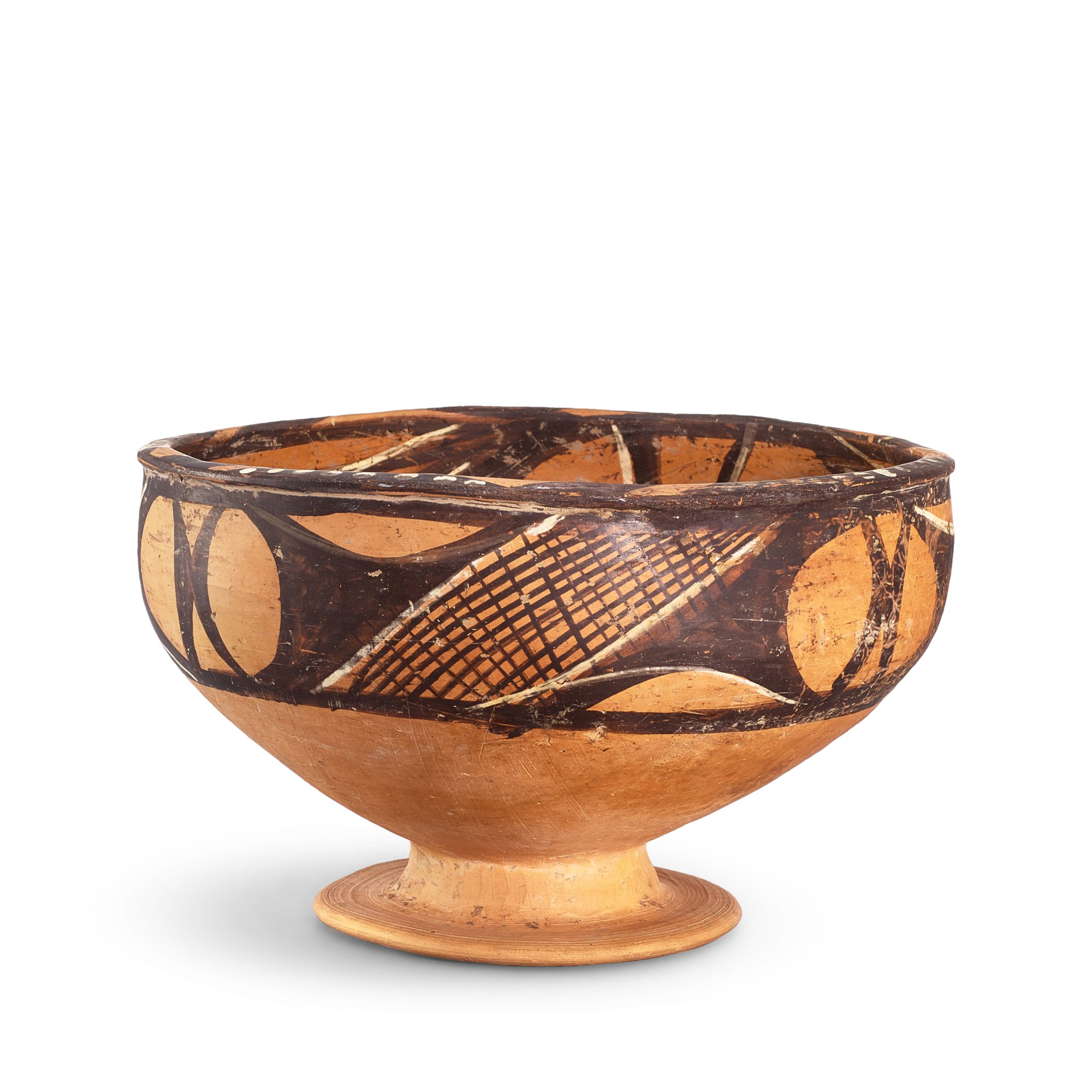 A large and superbly painted pottery stembowl Majiayao culture ...