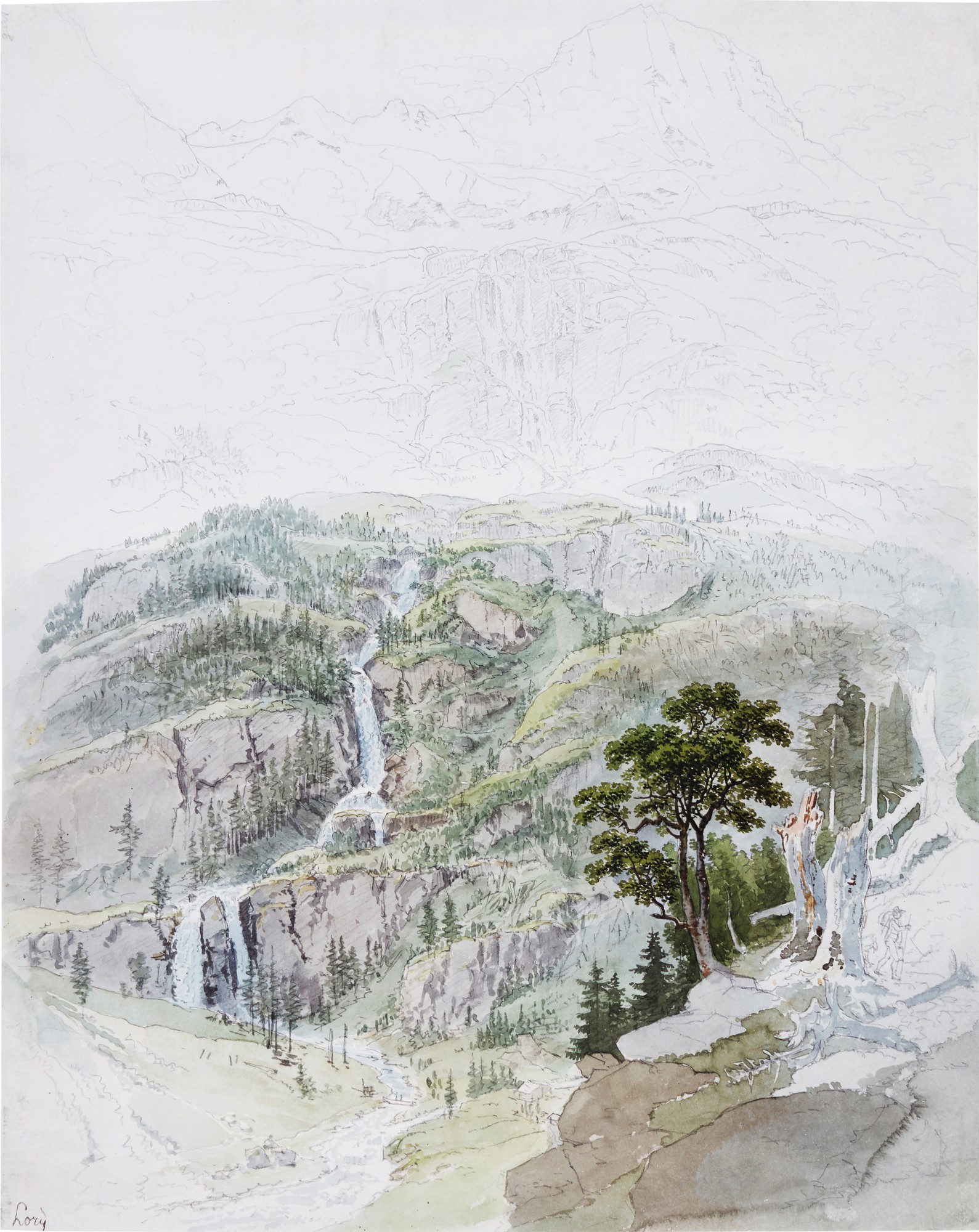 The Reichenbach Falls at Meiringen, in the Bernese Oberland ...