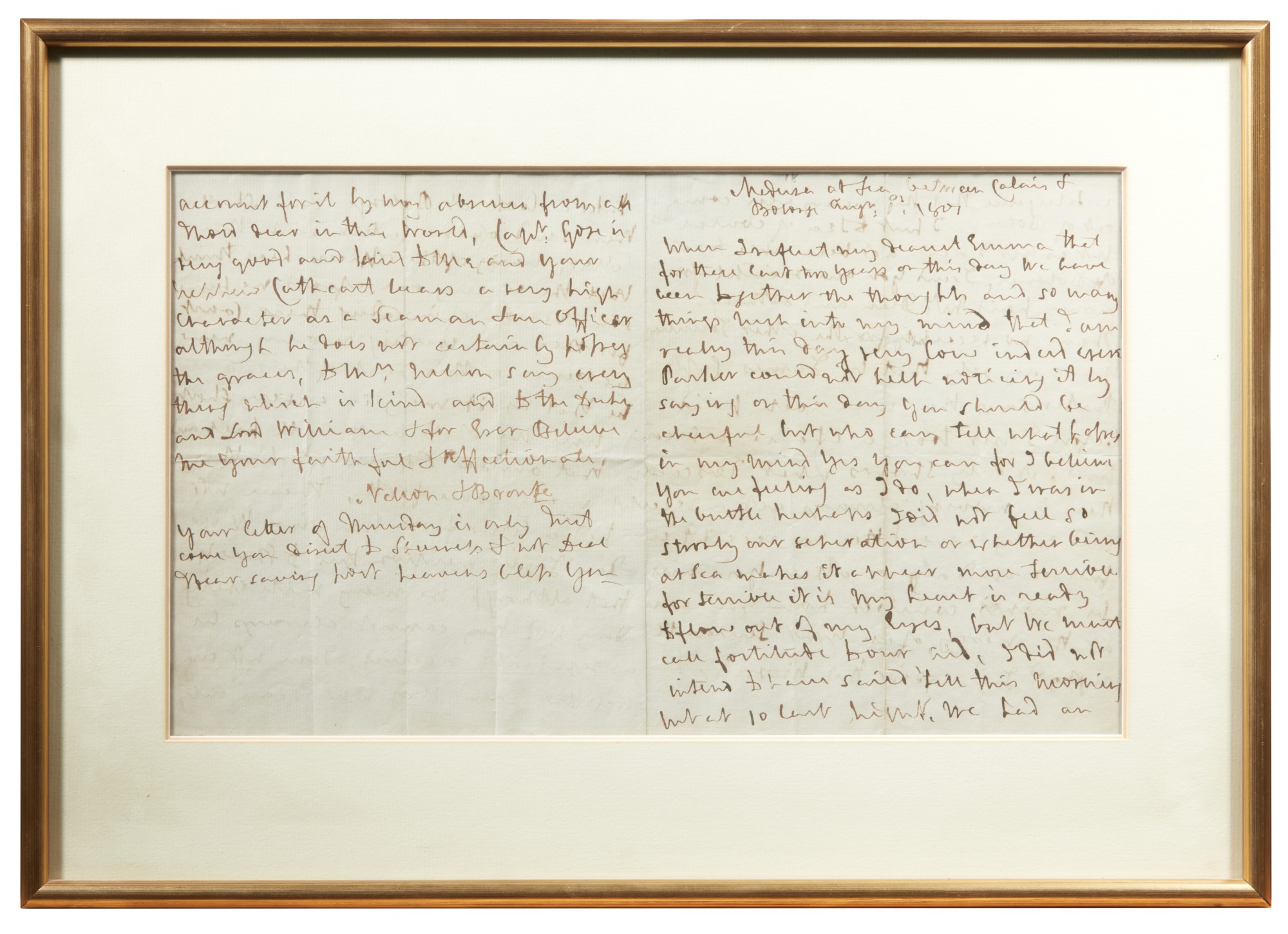 Admiral Lord Nelson | Autograph letter signed, to Emma Hamilton, 1-2 ...