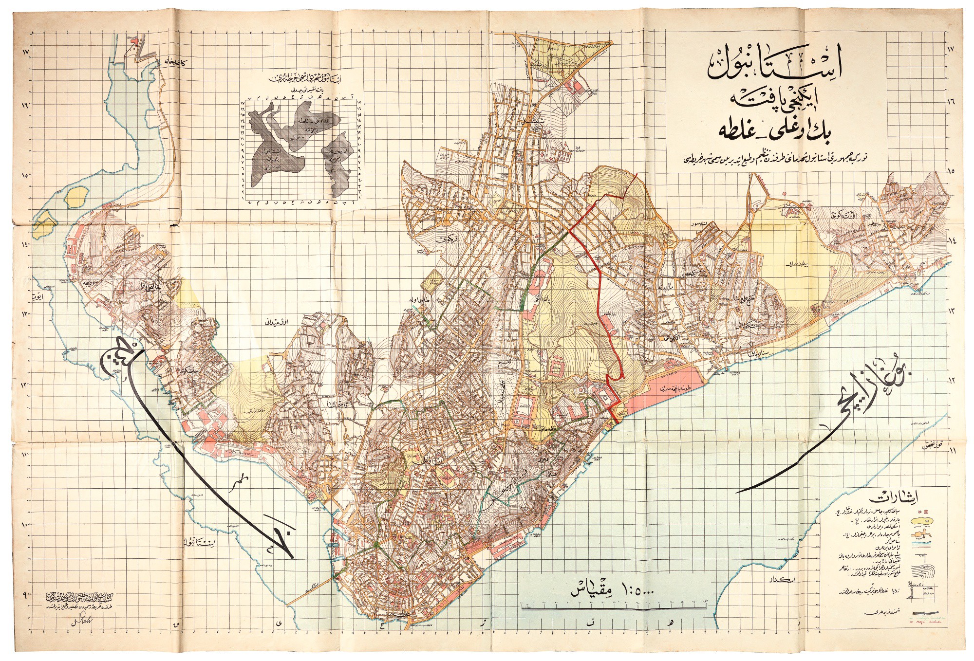 Constantinople, map of Beyoğlu (Pera), c.1924 | Travel, Atlases, Maps ...