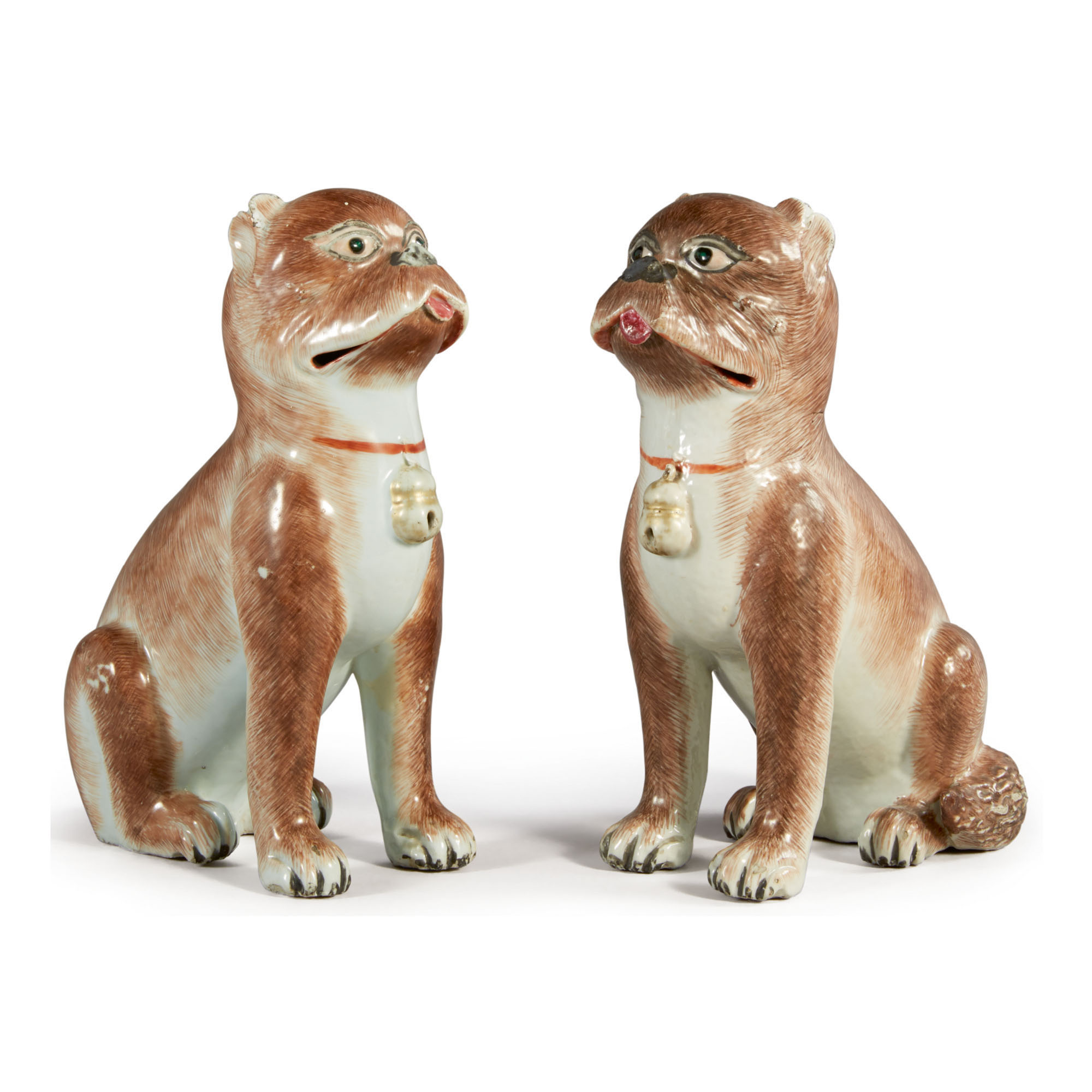 A RARE PAIR OF CHINESE EXPORT FIGURES OF PUG DOGS, QING DYNASTY ...