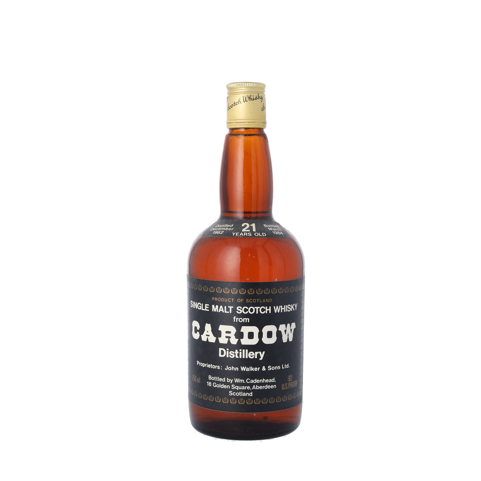 Cardhu (Cardow) 21 Year Old Cadenhead's Dumpy 92 Proof 1962 (1 BT75 ...