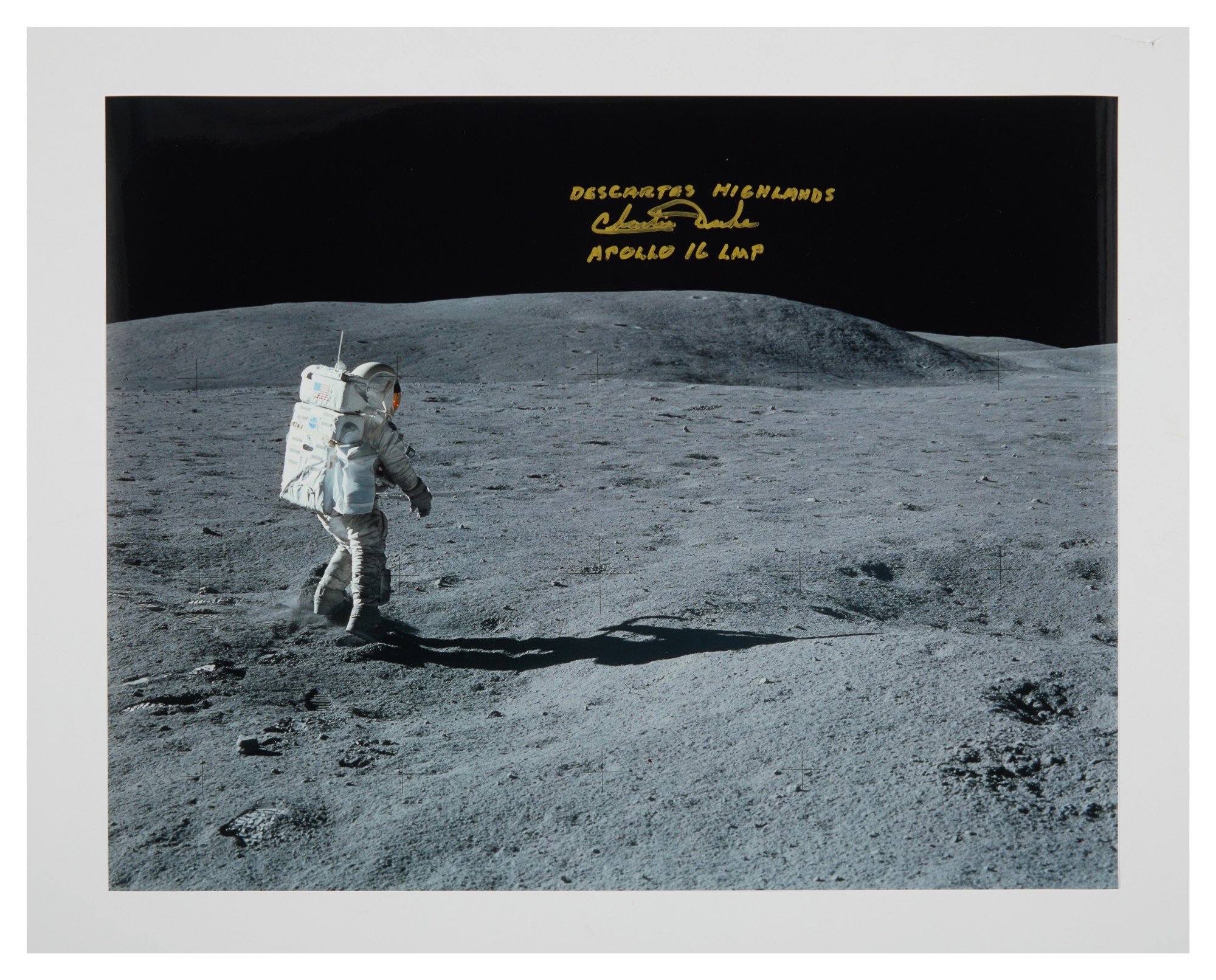 [Apollo 16] — Descartes Highlands. Color photograph, signed and ...
