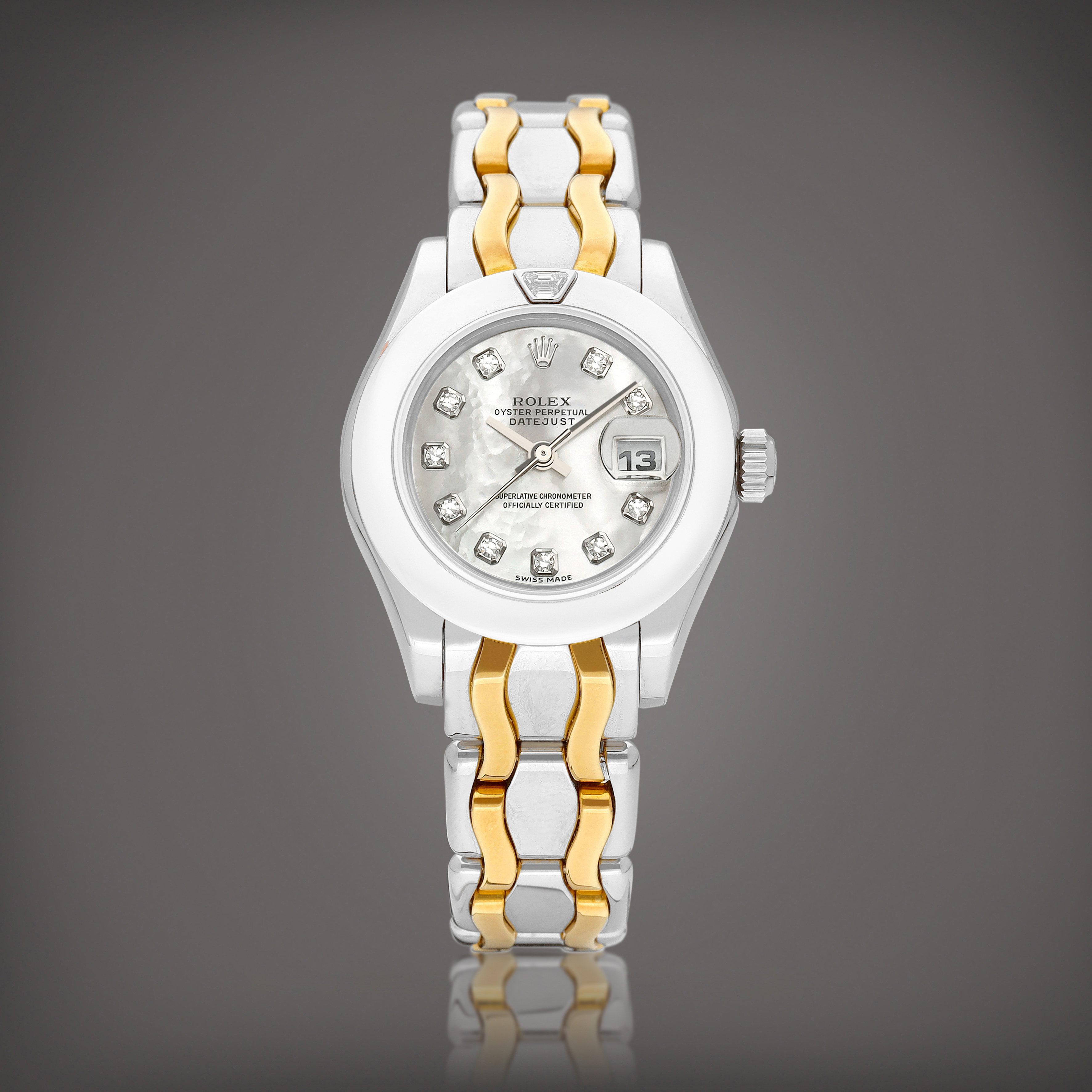 DateJust Pearlmaster, Reference 69329 A two colour gold and diamond-set ...
