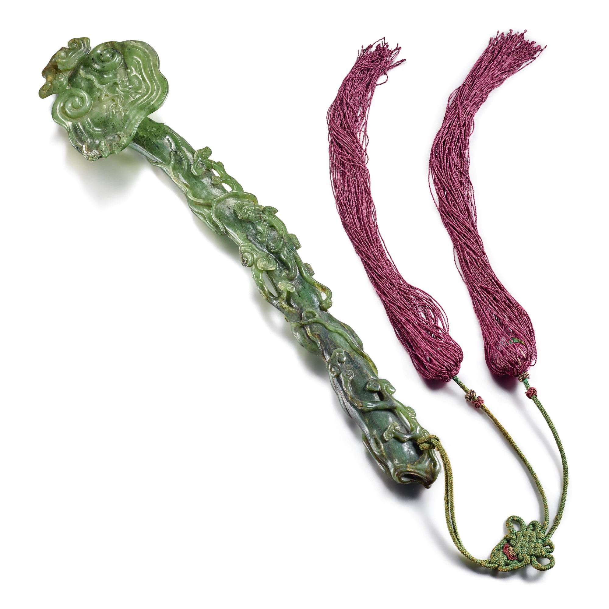 A spinach-green jade ruyi scepter, Qing dynasty, 19th century | 清十九世紀 ...