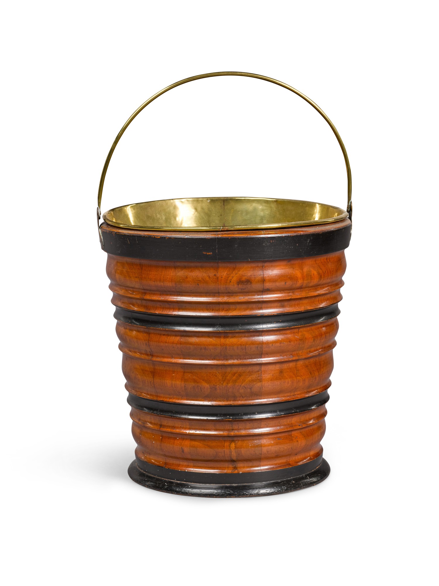 A Dutch mahogany, ebony and copper peat bucket, early 19th century ...