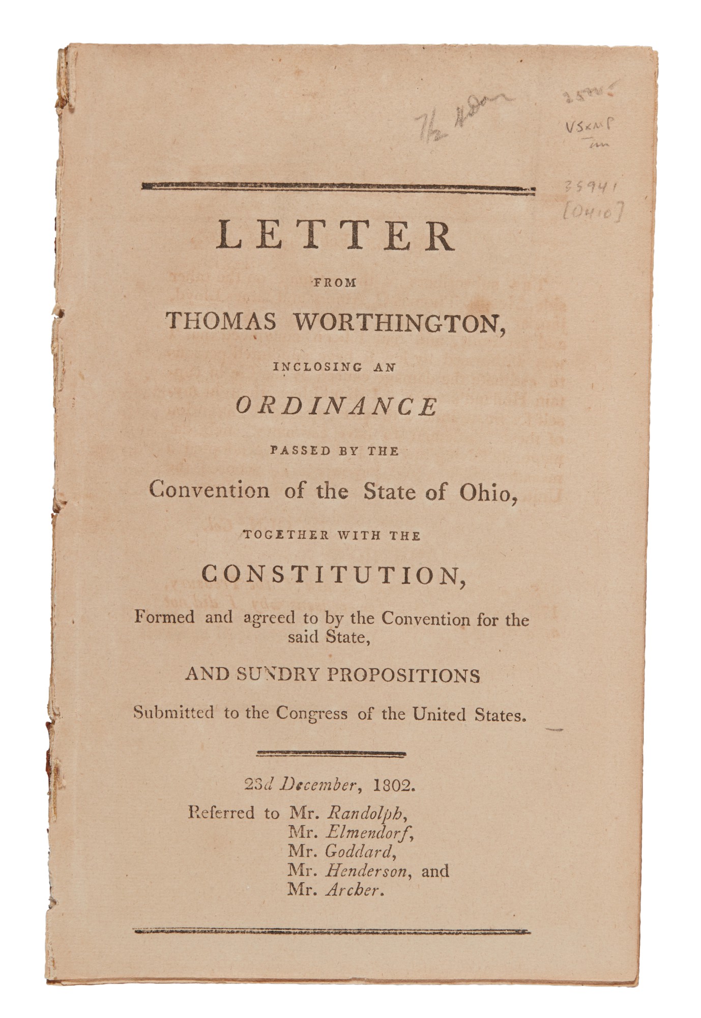 Ohio | The earliest obtainable edition of the first Constitution of ...