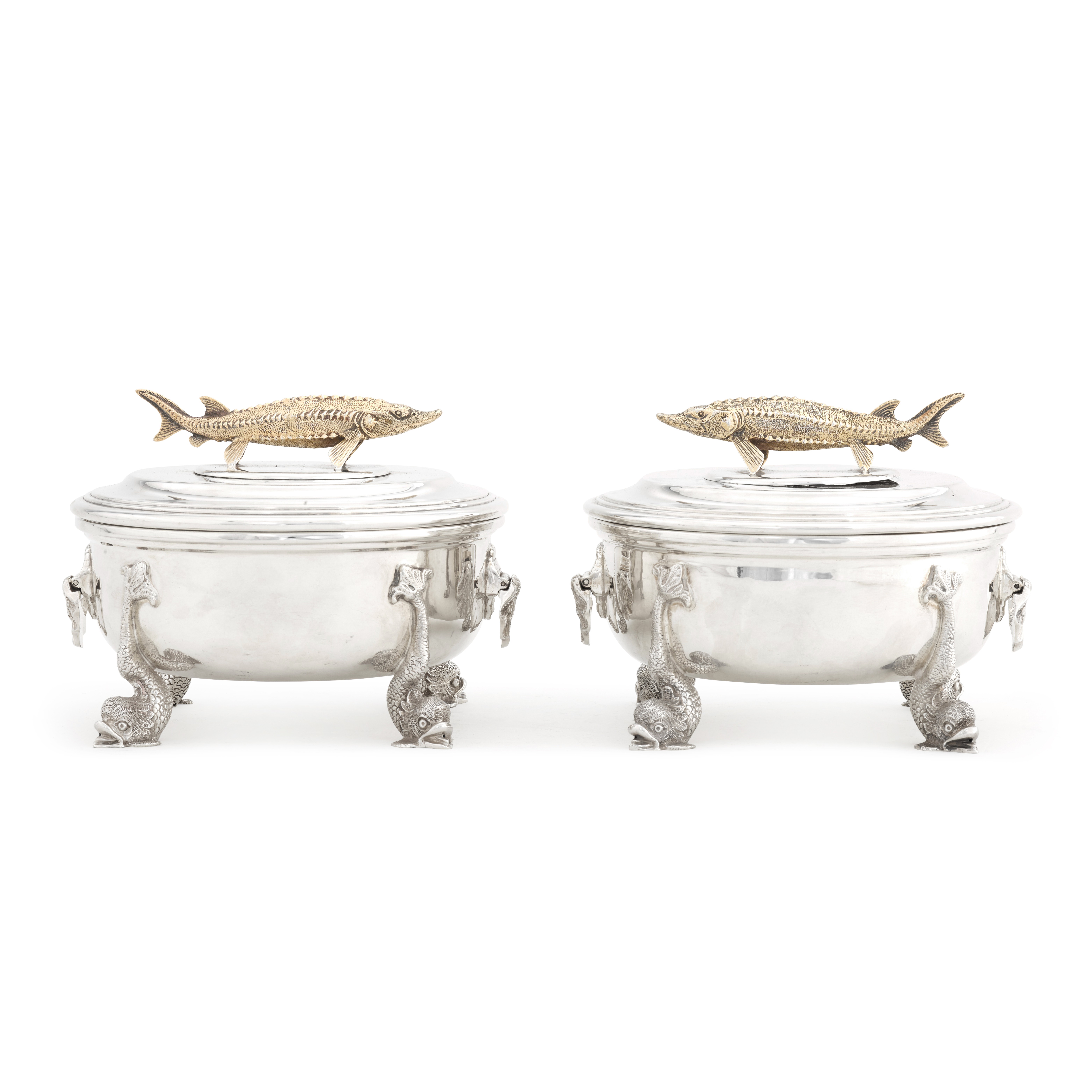 A pair of silver caviar dishes, William Comyns & Sons Ltd., London ...