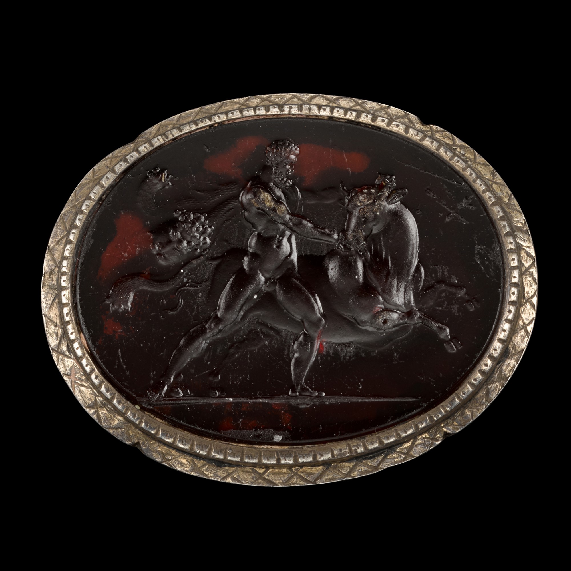 Italian, 19th century | Intaglio with Hercules Catching the Cretan Bull ...