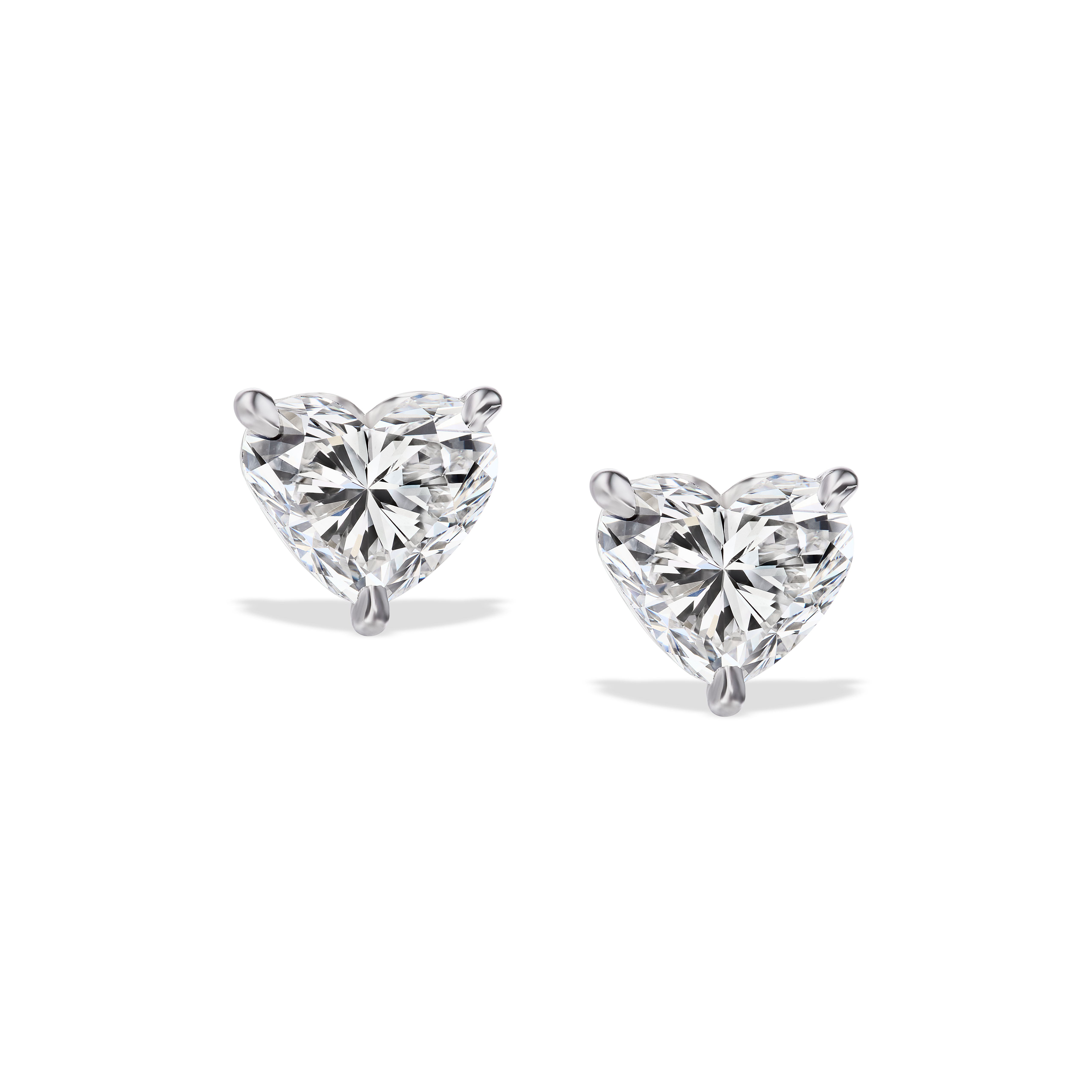 Platinum And 1.40ct Heart Shaped Diamond Stud Earrings Available For ...