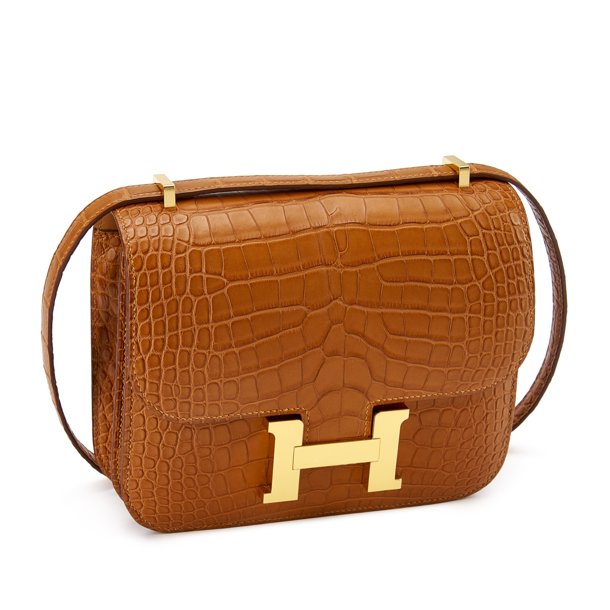 Gold Matte Alligator Mini Constance 18 Gold Hardware, 2022 | Handbags ...