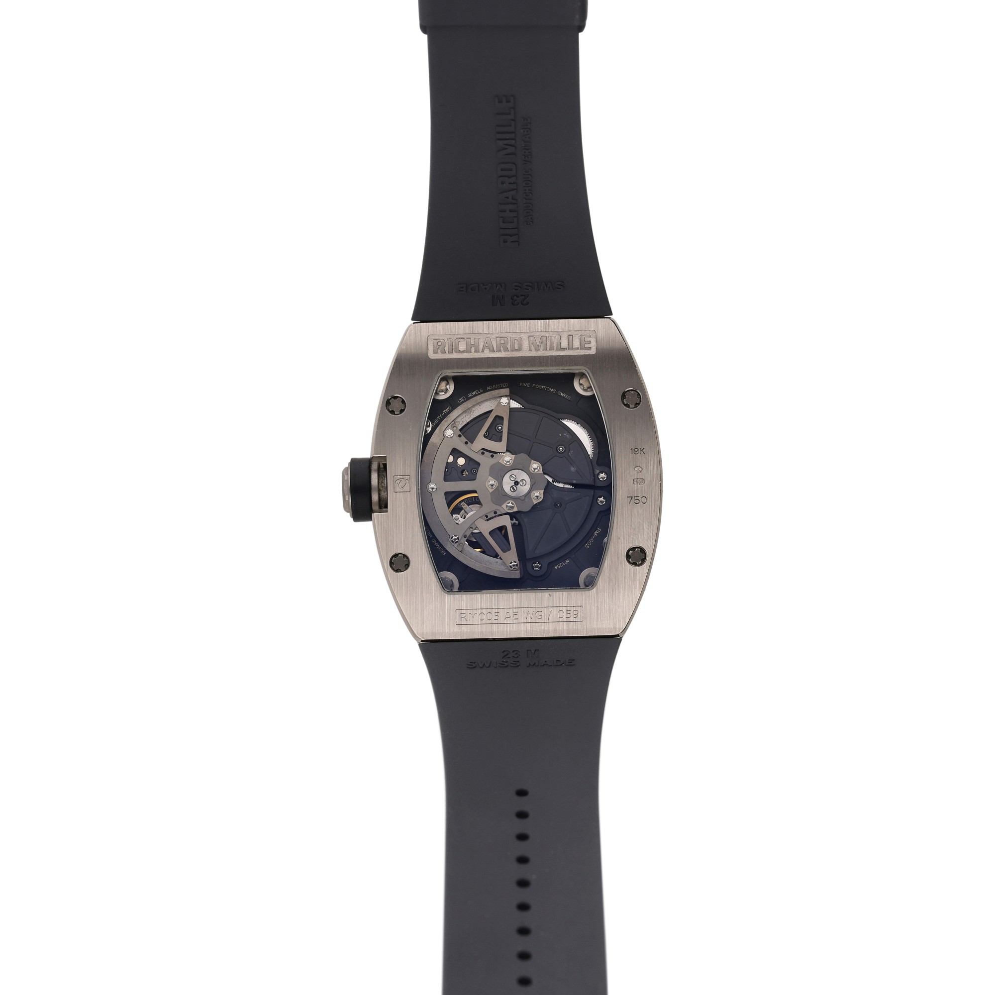 Reference RM005 AE WG | A white gold skeletonized wristwatch with date ...