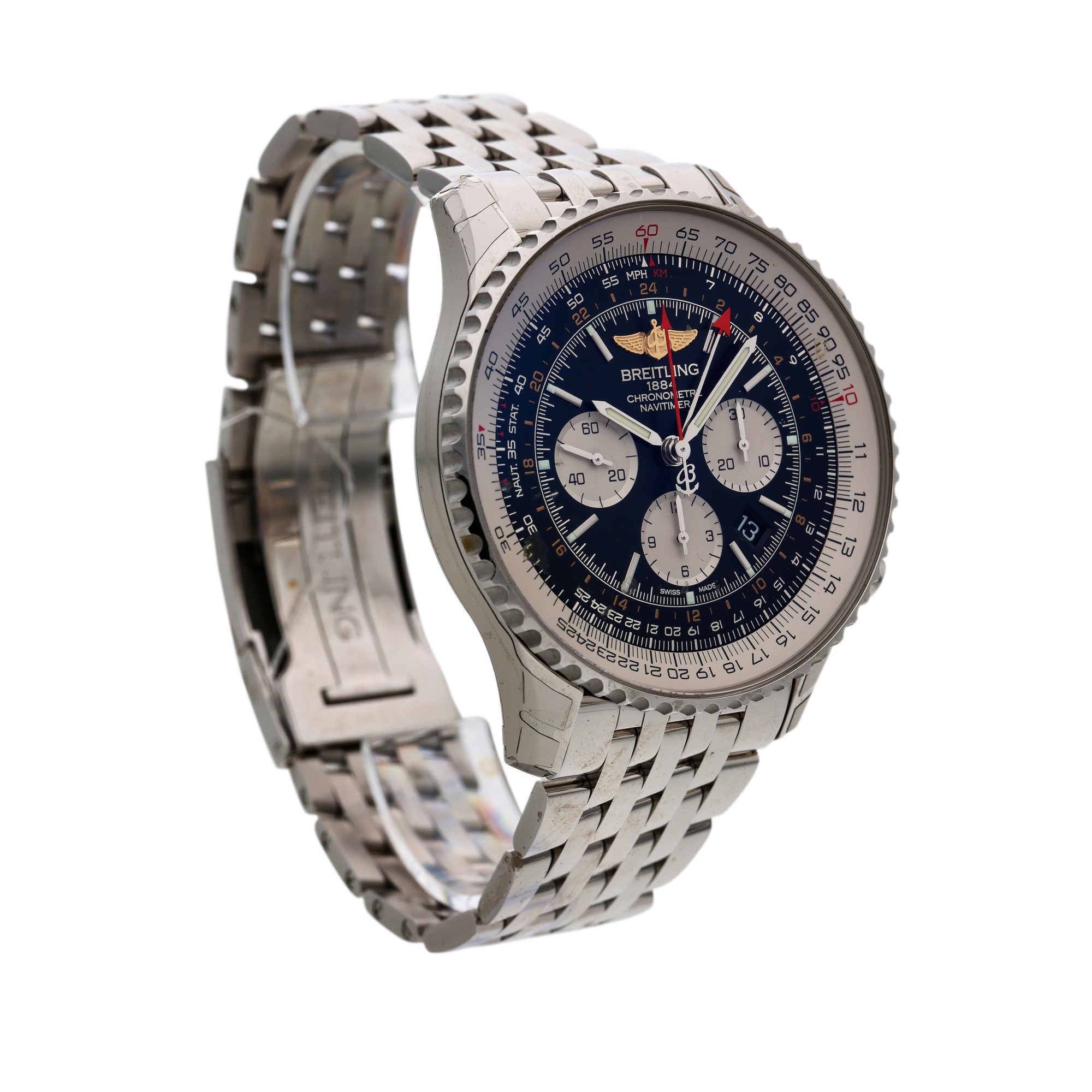Reference AB0441 Navitimer GMT, A stainless steel dual time chronograph ...