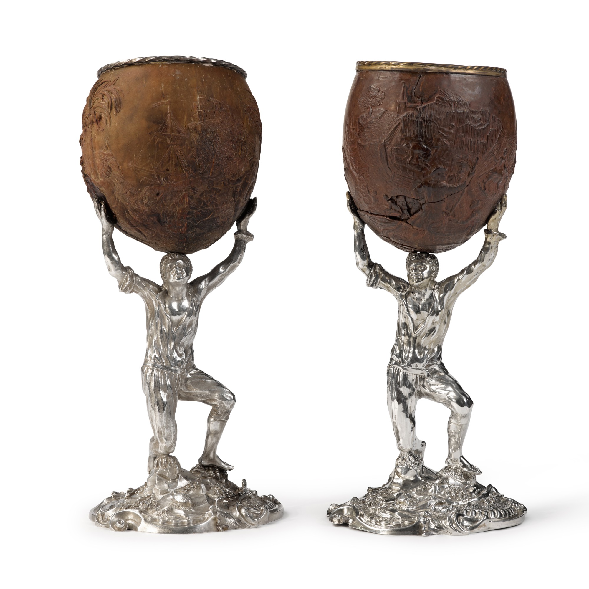 A Pair of Georgian Silver-Mounted Coconut Cups, Circa 1745 | European ...