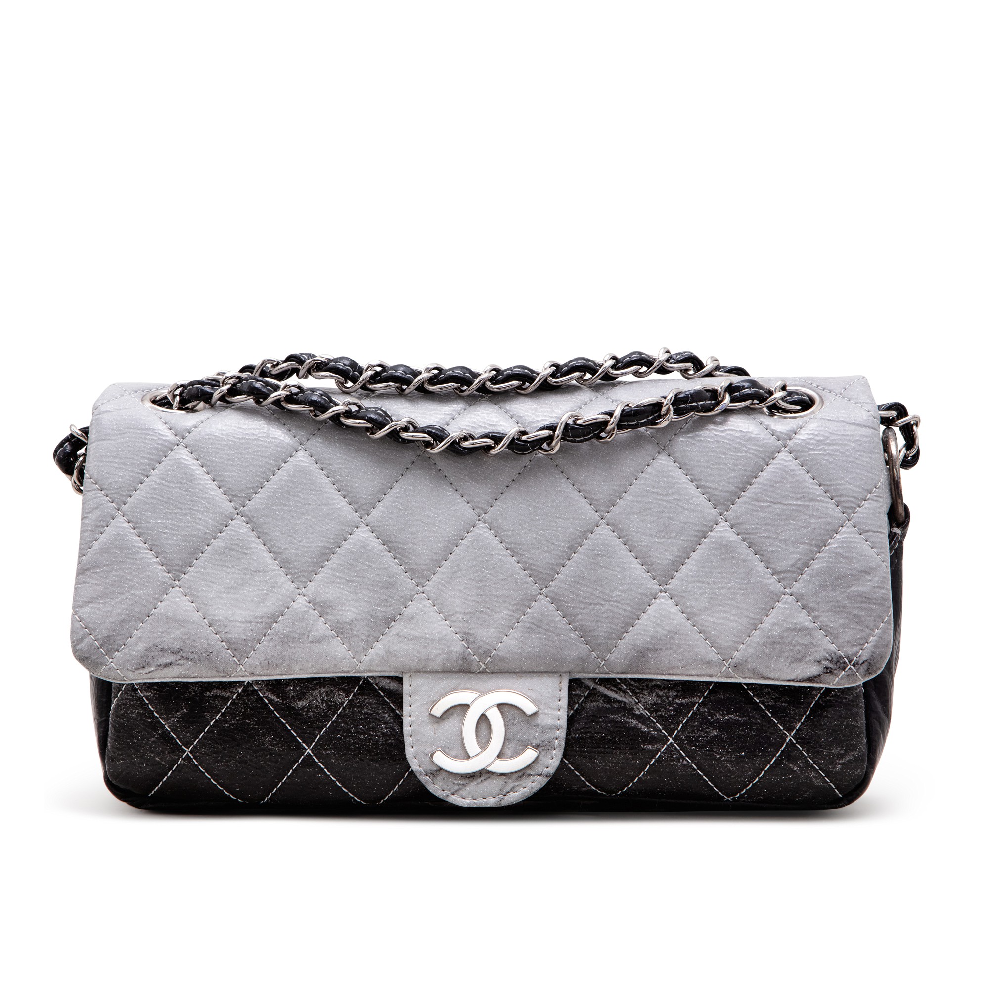 Black and Grey Gradient Quilted Vinyl Small Melrose Degradé Single Flap ...