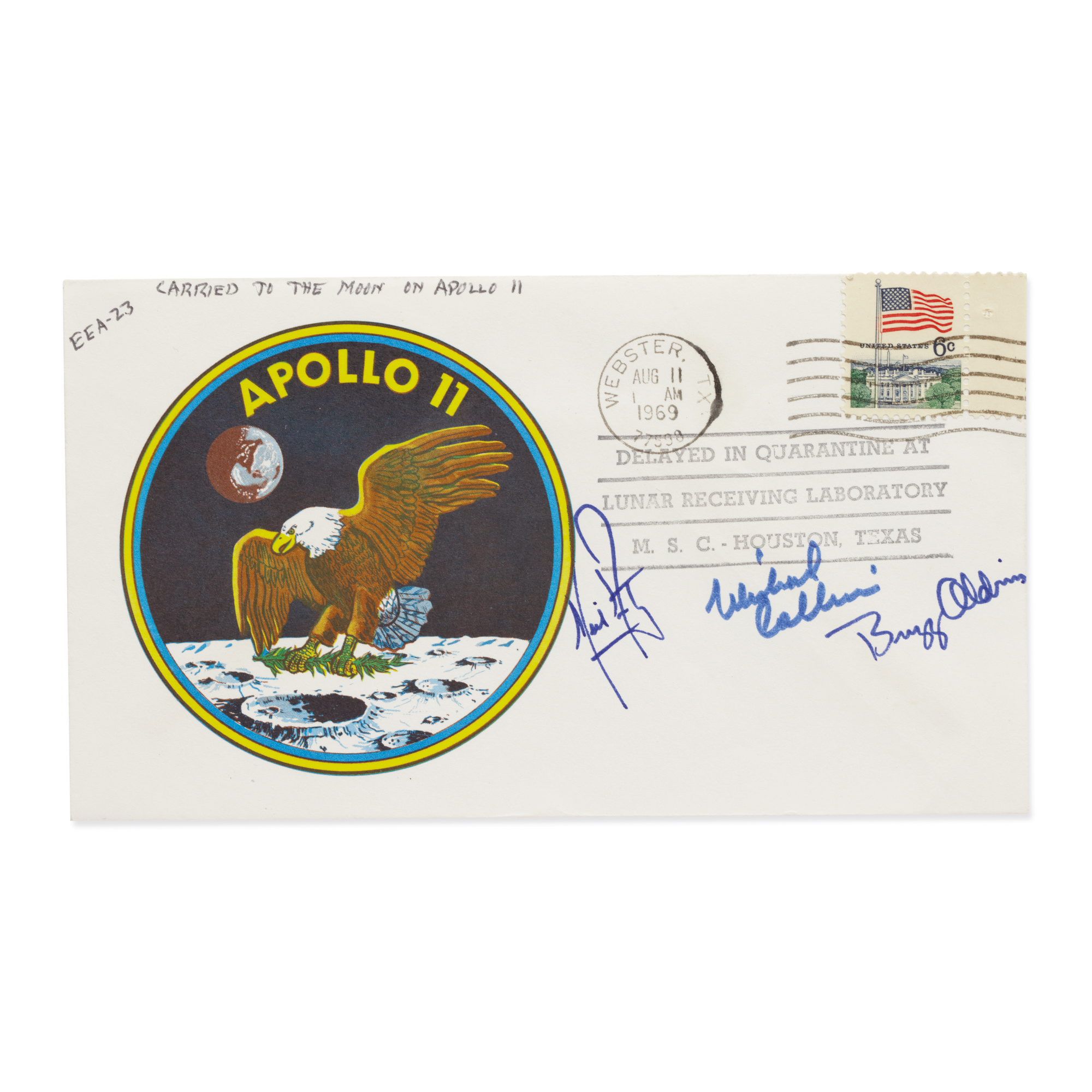 [APOLLO 11]. BUZZ ALDRIN'S APOLLO 11 FLOWN CREW-SIGNED APOLLO 11 EMBLEM ...