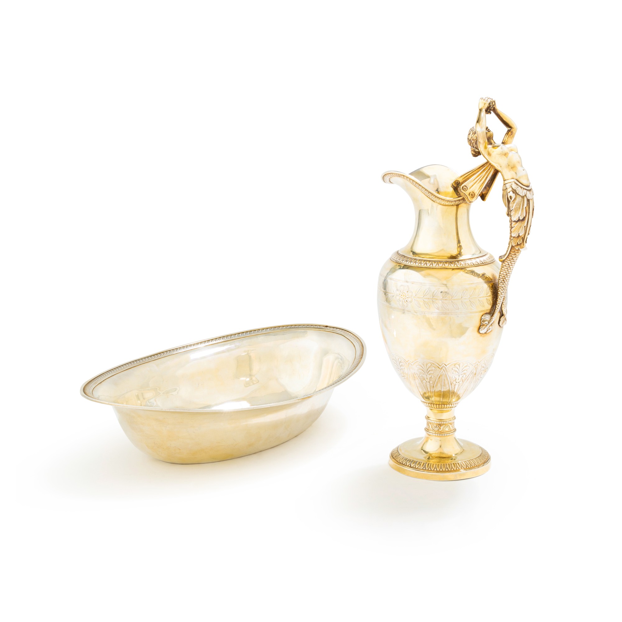 A silver-gilt ewer and basin, Gabriel-Jacques André Bompard, Paris ...