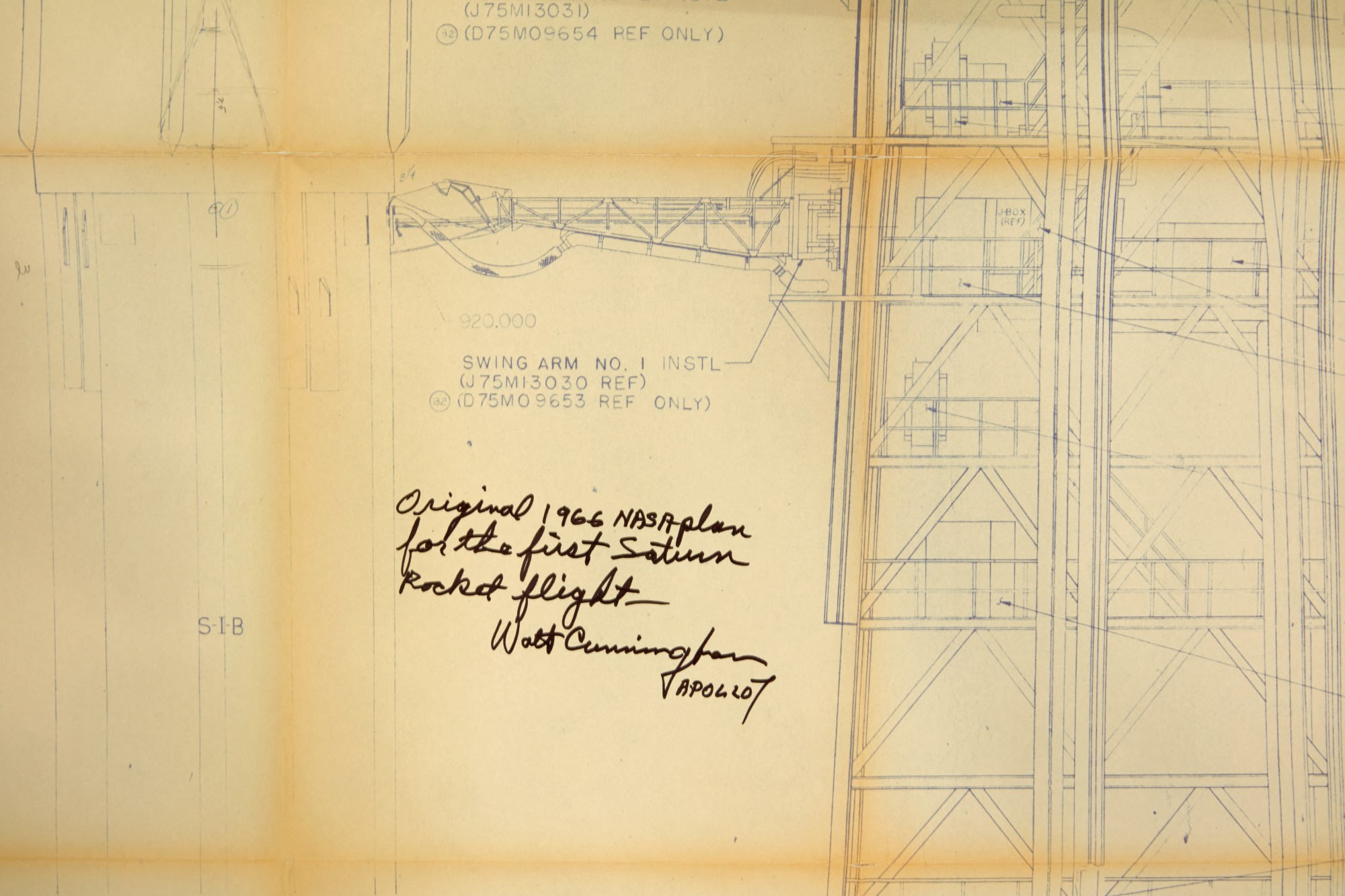 [Saturn 1B] — Extra Large Saturn 1B blueprint, signed and inscribed by ...