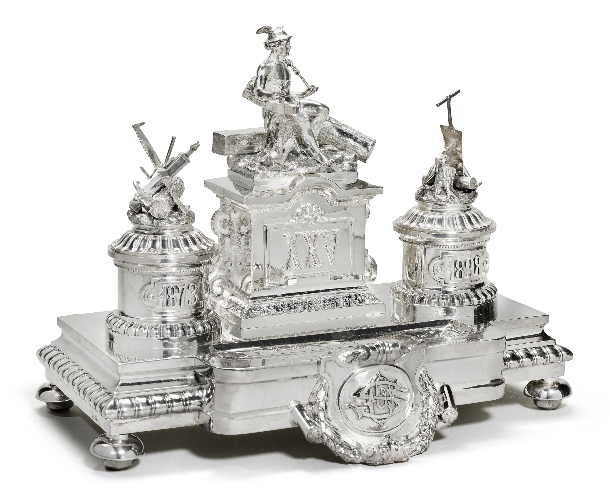A large and Impressive silver Imperial presentation inkwell, Grachev ...