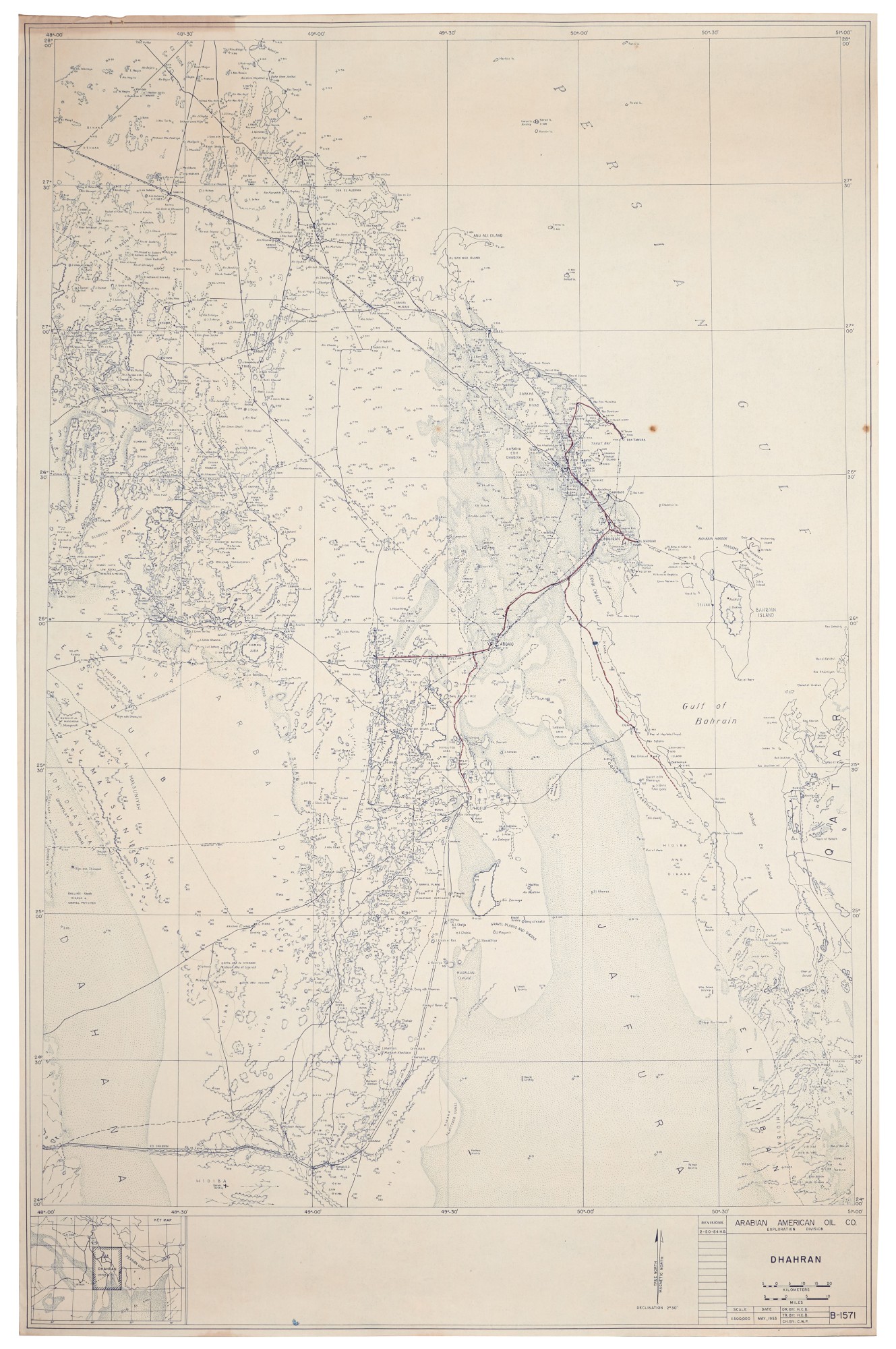 Aramco | Blueprint Map of the Middle East, May 1953 | Travel ...