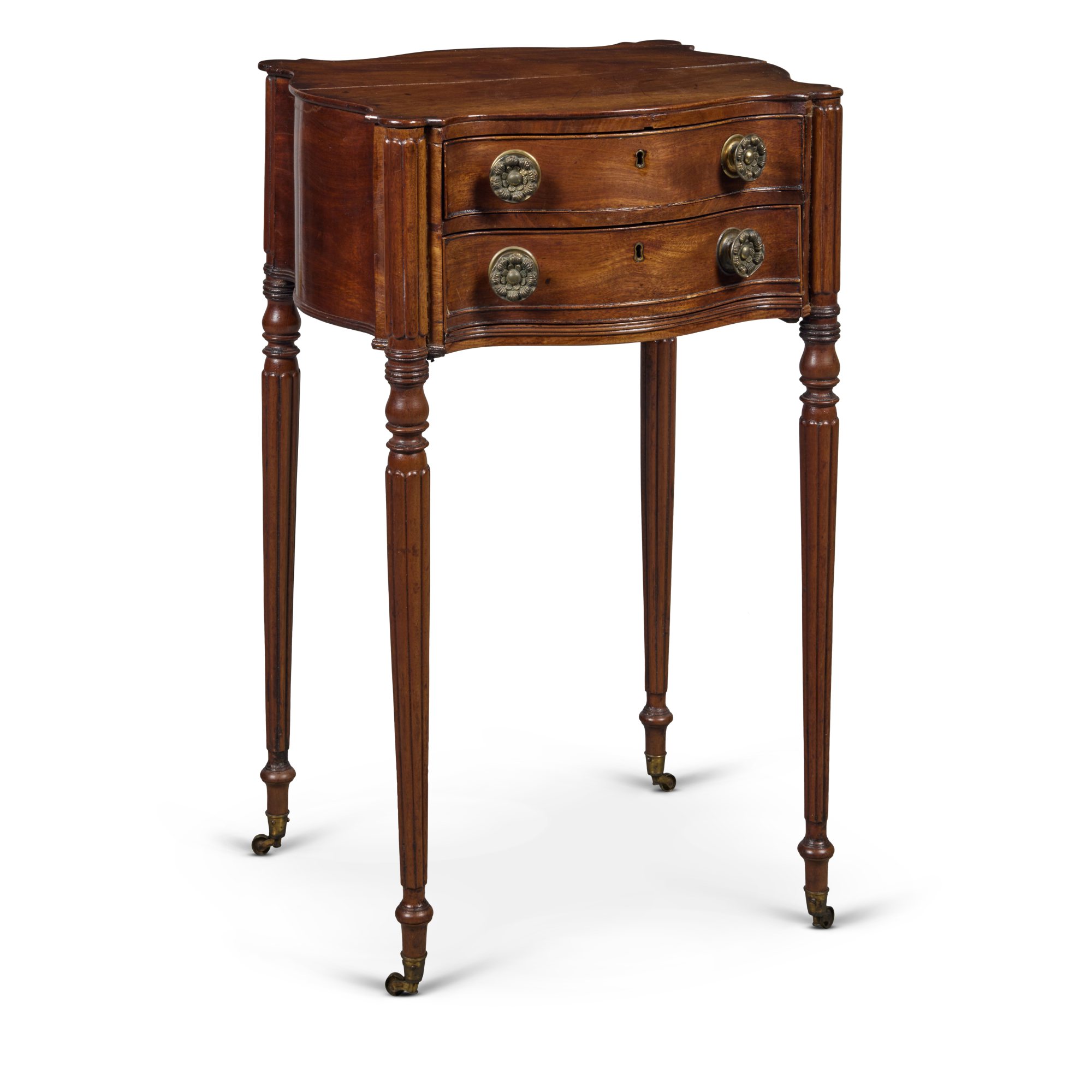 A Fine Federal Figured Mahogany Serpentine Shaped Work Table ...