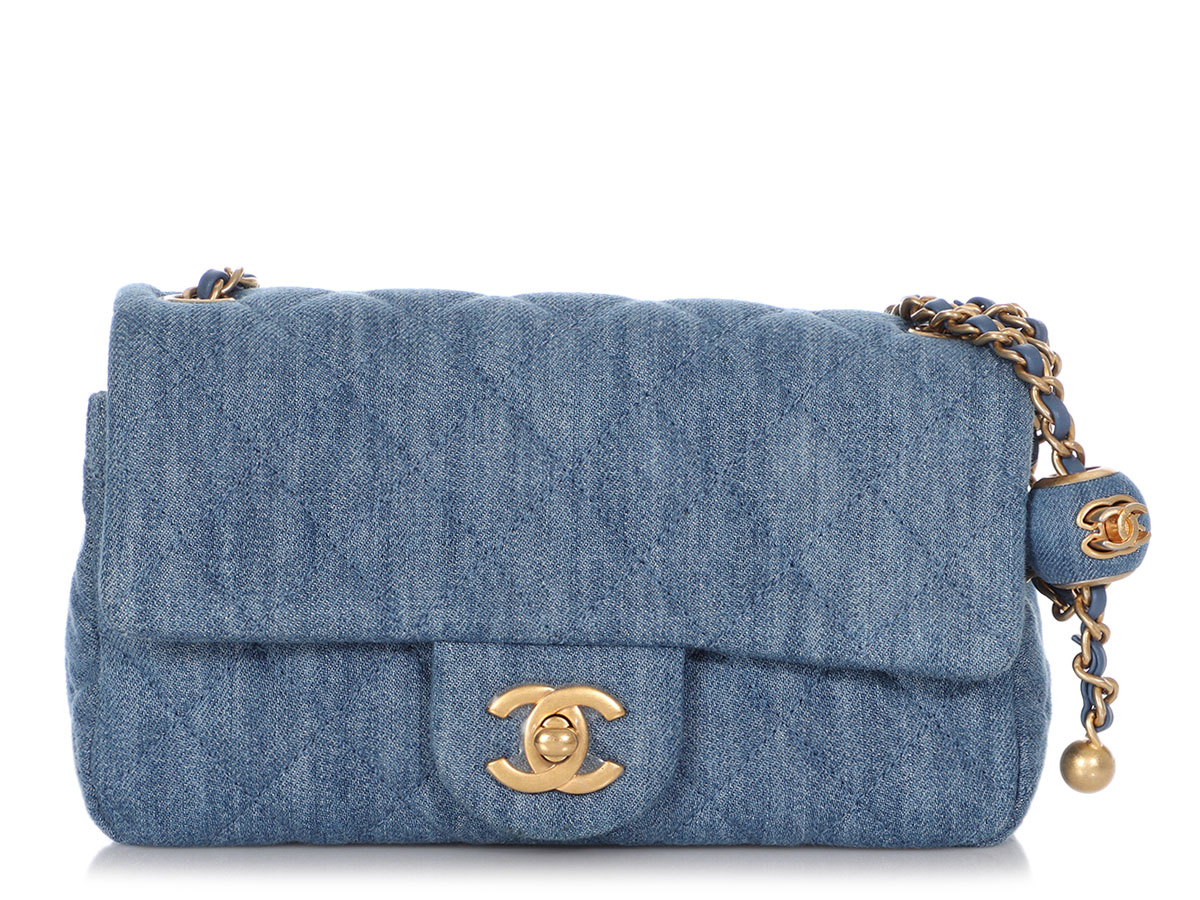 Chanel Quilted Denim Mini Pearl Crush Flap Gold Hardware, 2022 ...