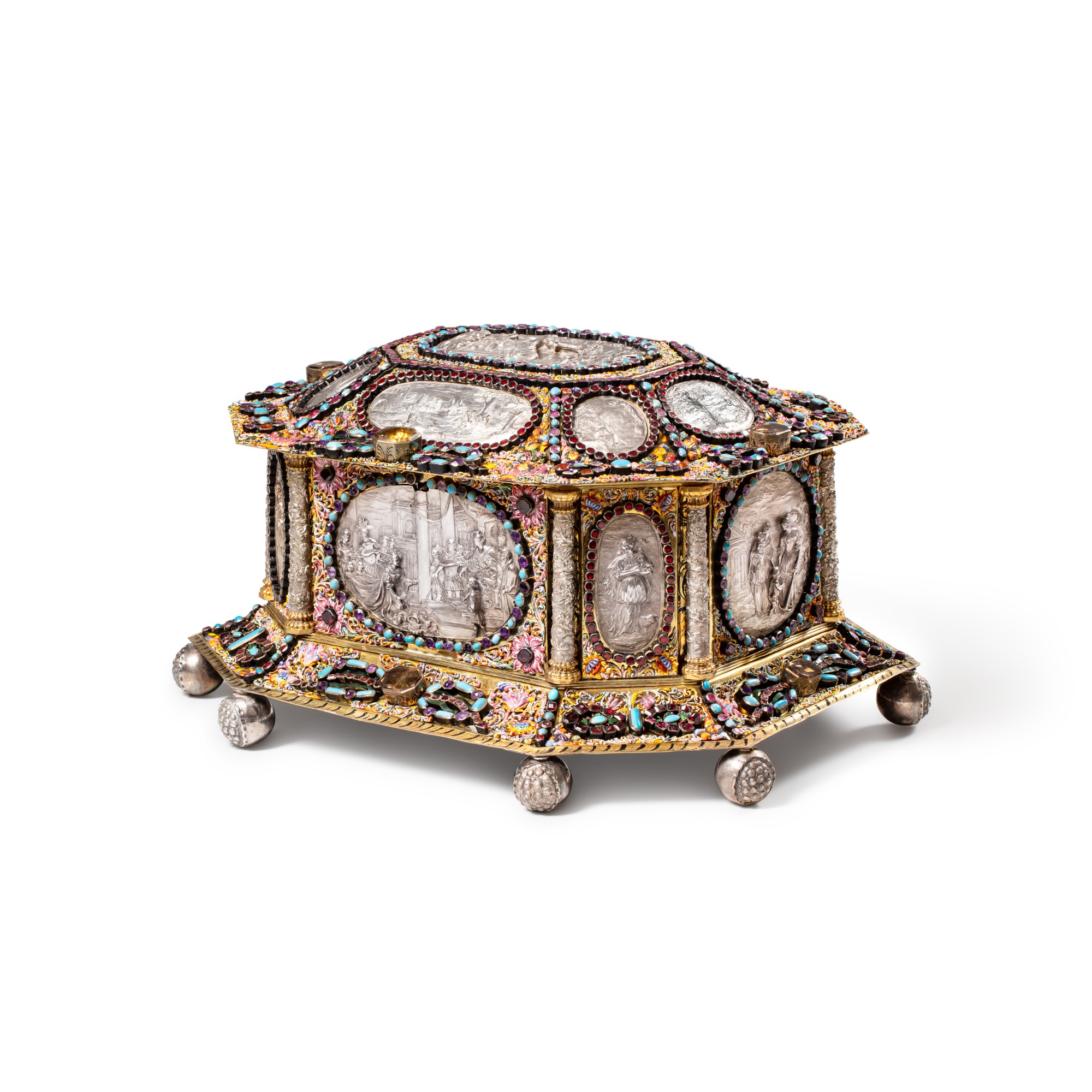 The Rothschild jewelled silver-gilt casket; the large octagonal casket ...
