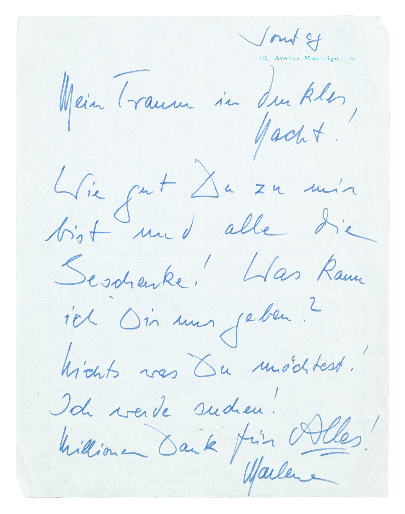 an autograph letter and a telegram sent to Karl Lagerfeld, the telegram ...