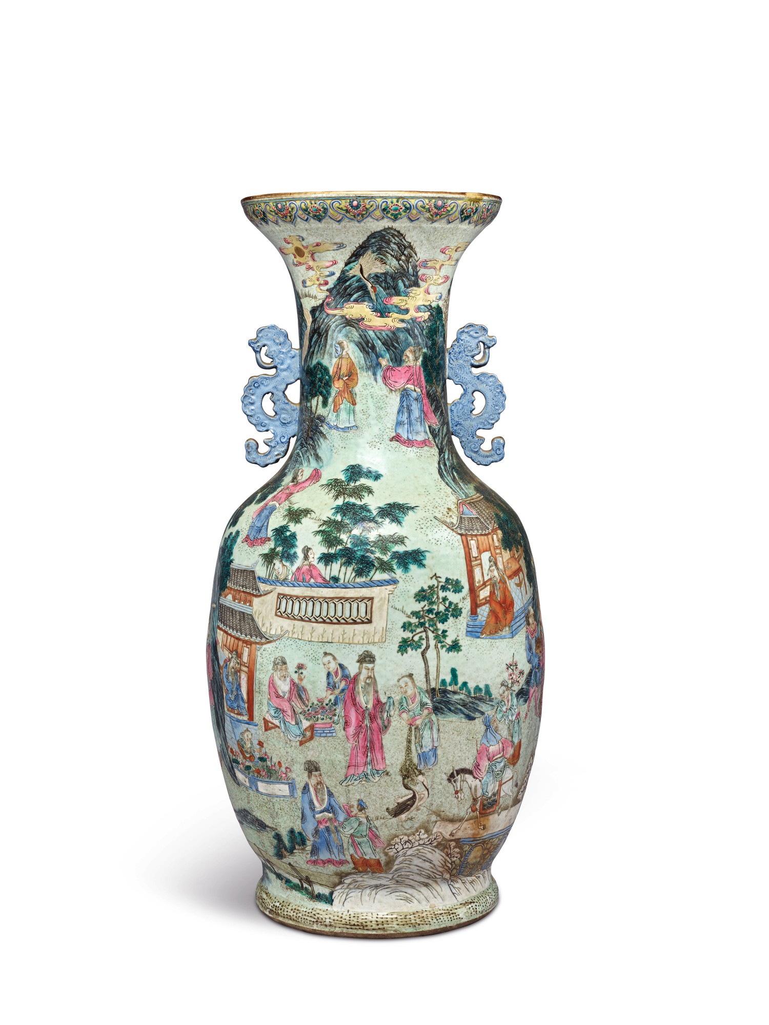 A LARGE FAMILLE-ROSE 'FOREIGN TRIBUTE BEARERS' VASE, LATE QING DYNASTY ...