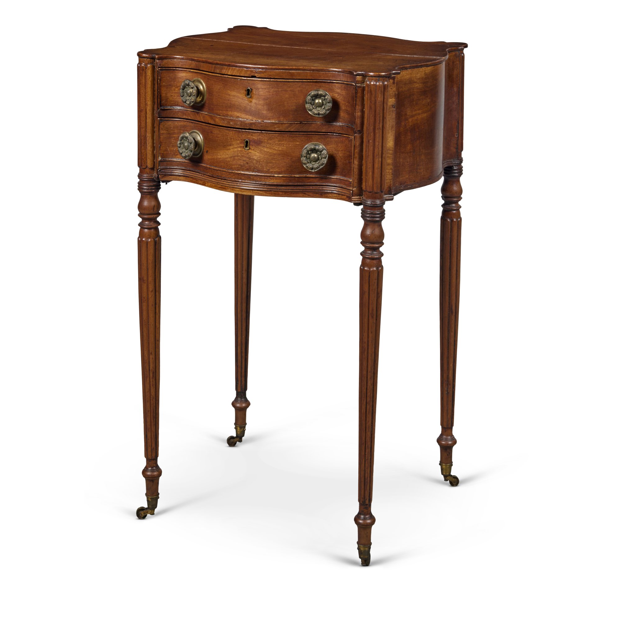 A Fine Federal Figured Mahogany Serpentine Shaped Work Table ...