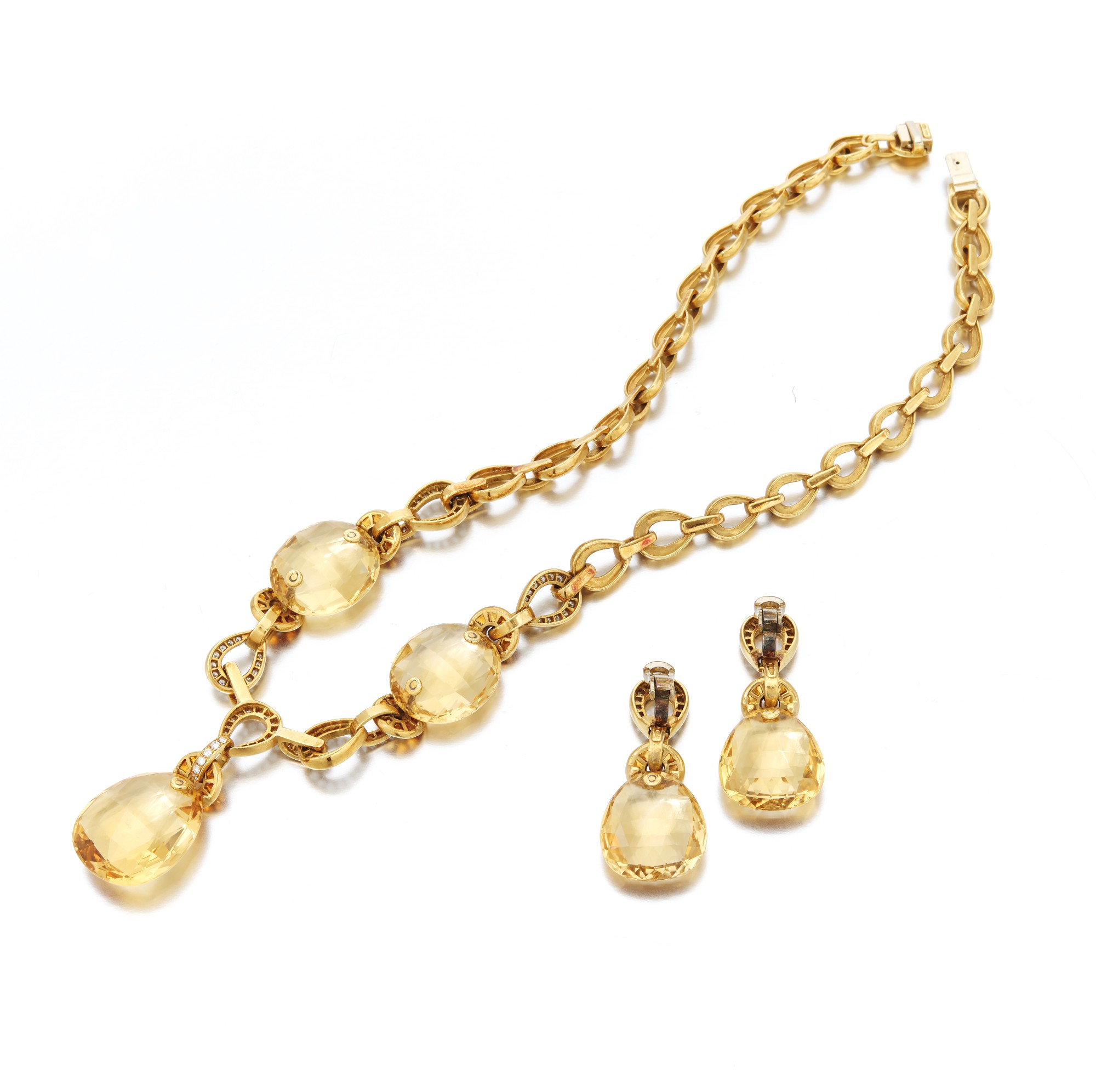 Citrine, topaz and diamond demi-parure (Demi-parure in citrini, topazi ...