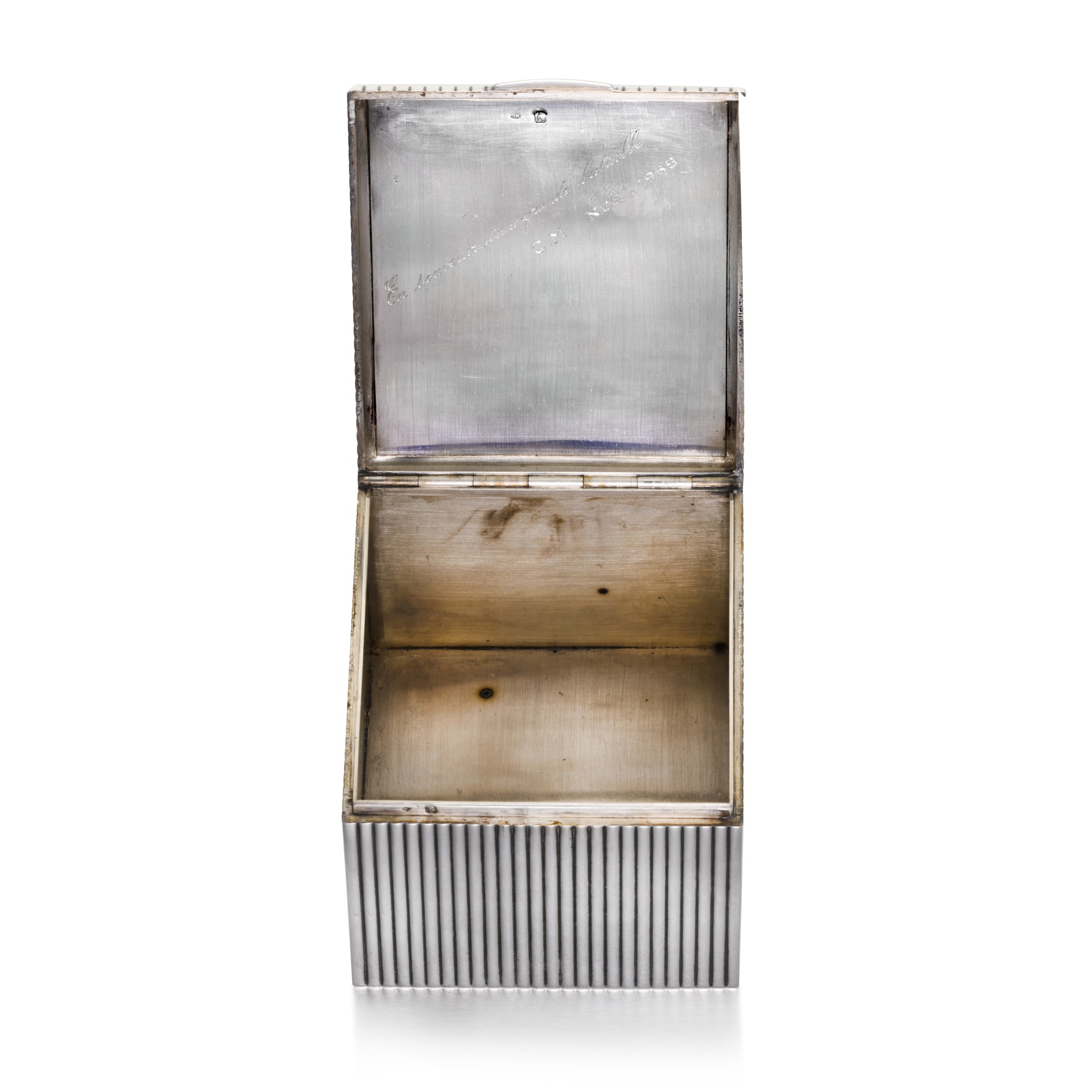 A silver, gold, mother of pearl and ivory table cigarette box, Dunhill ...