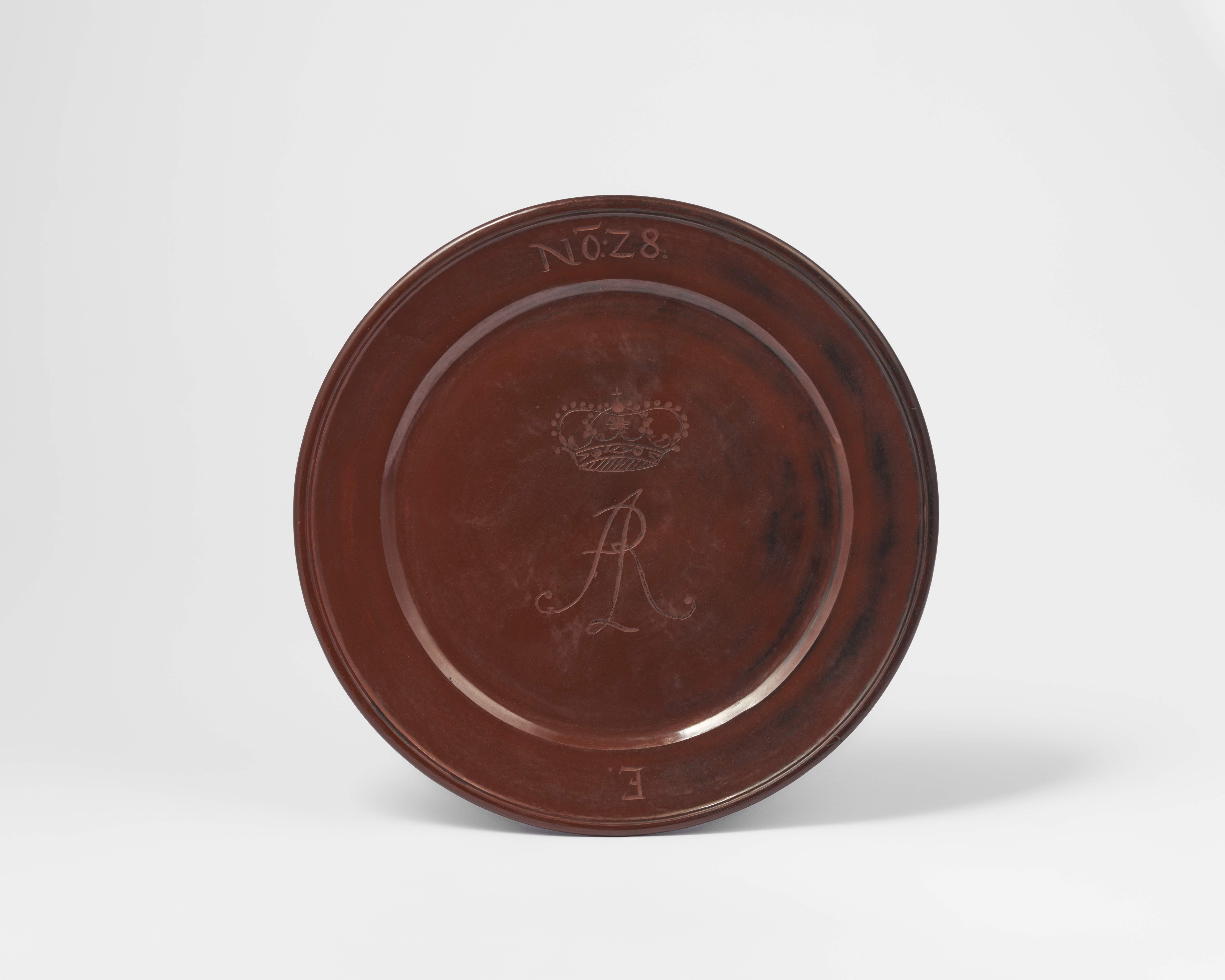 A Rare Böttger Stoneware Polished and Engraved “Augustus Rex” Plate or ...