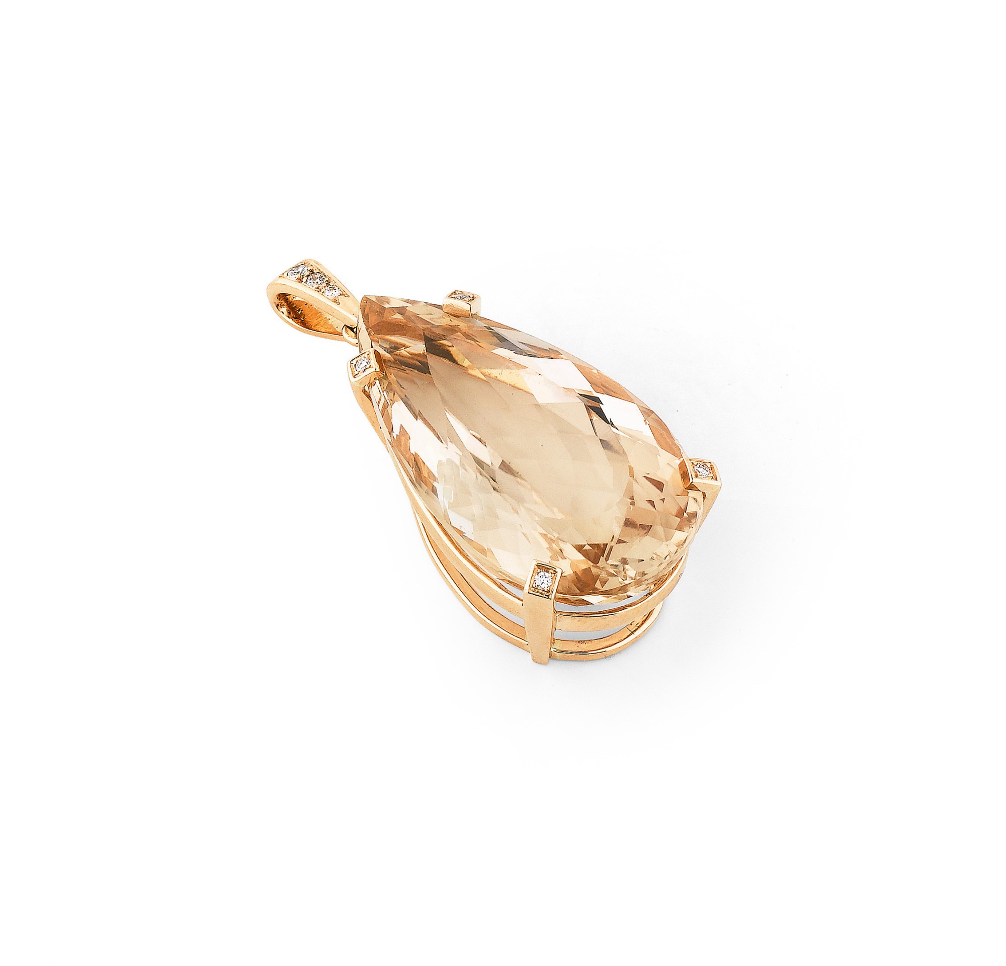 Pendentif topaze rose et diamants | Pink topaz and diamond pendant ...