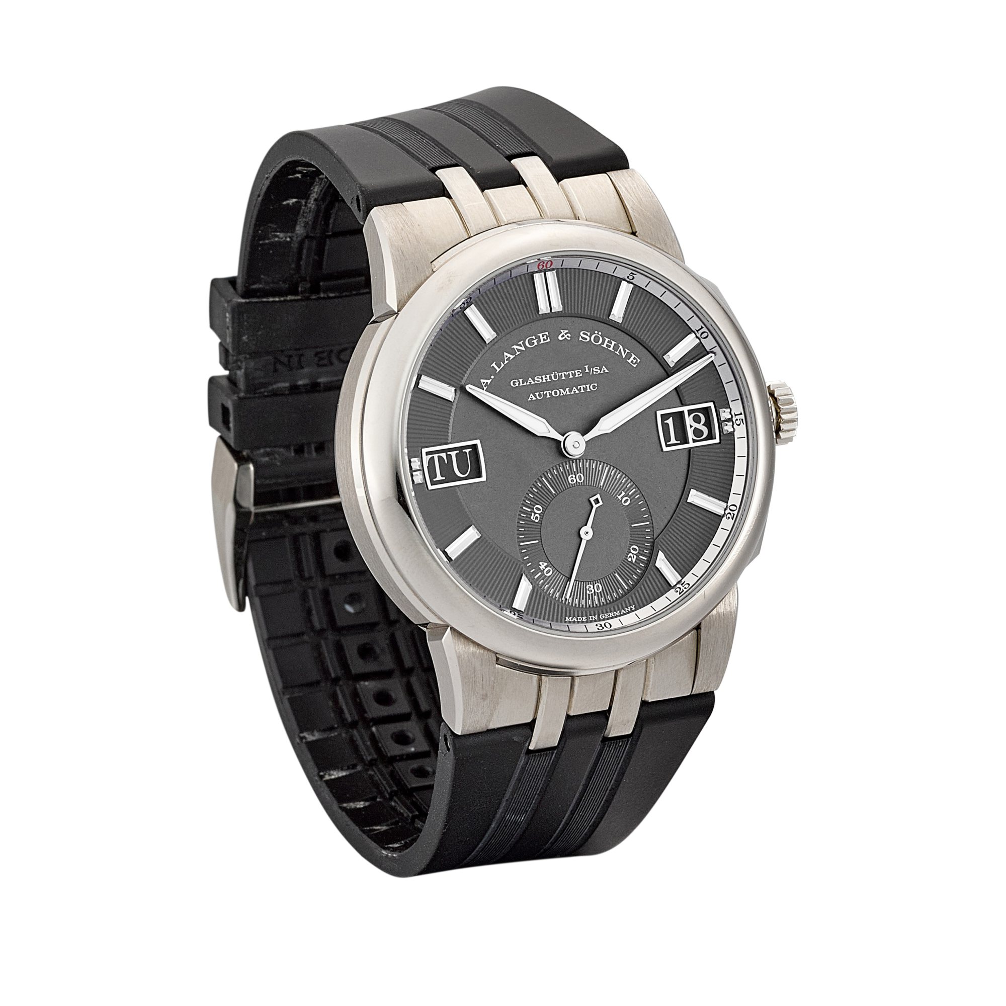 Odysseus, Reference 363.038 | A white gold wristwatch with day and ...